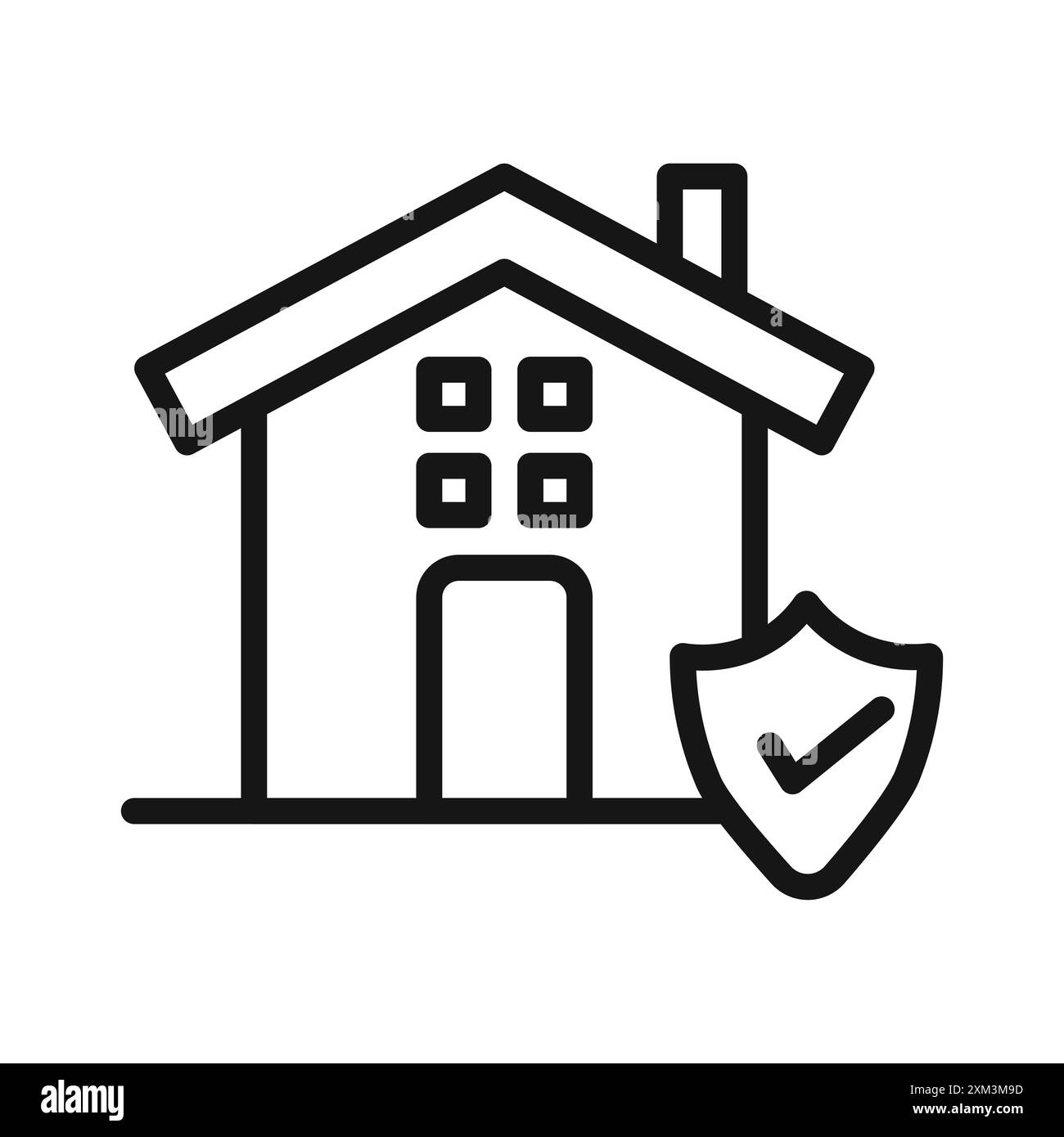 Home security icon Black line art vector in black and white outline set ...