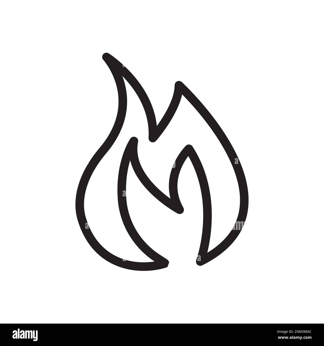 Fire flame icon Black line art vector in black and white outline set ...