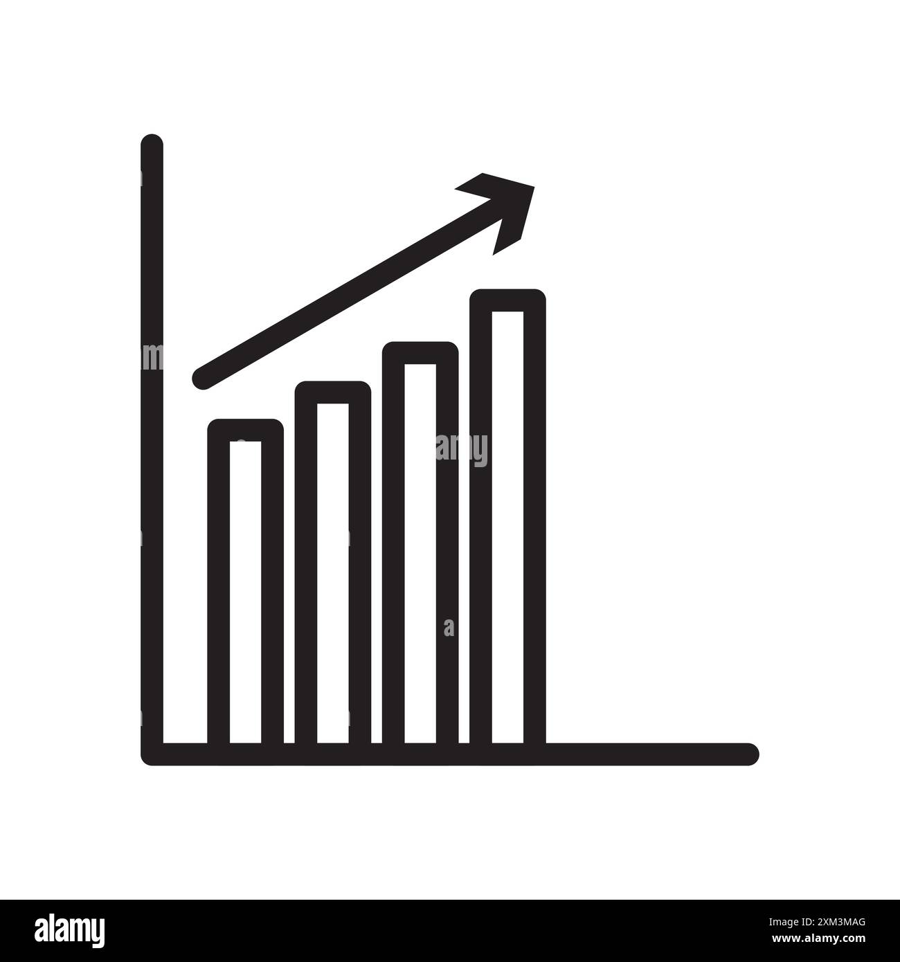 Increase chart icon Black line art vector in black and white outline ...