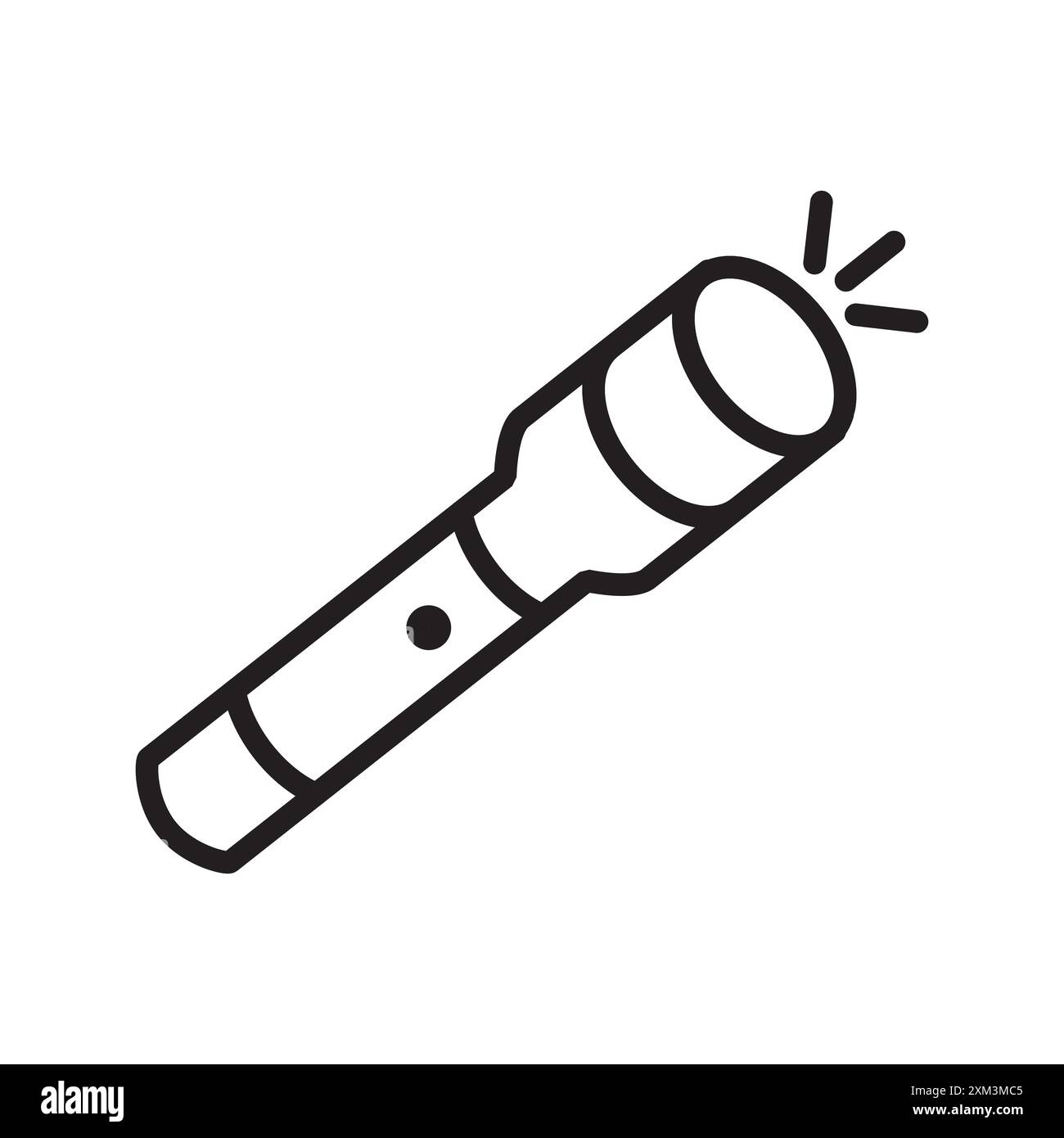 Flashlight icon Black line art vector in black and white outline set ...