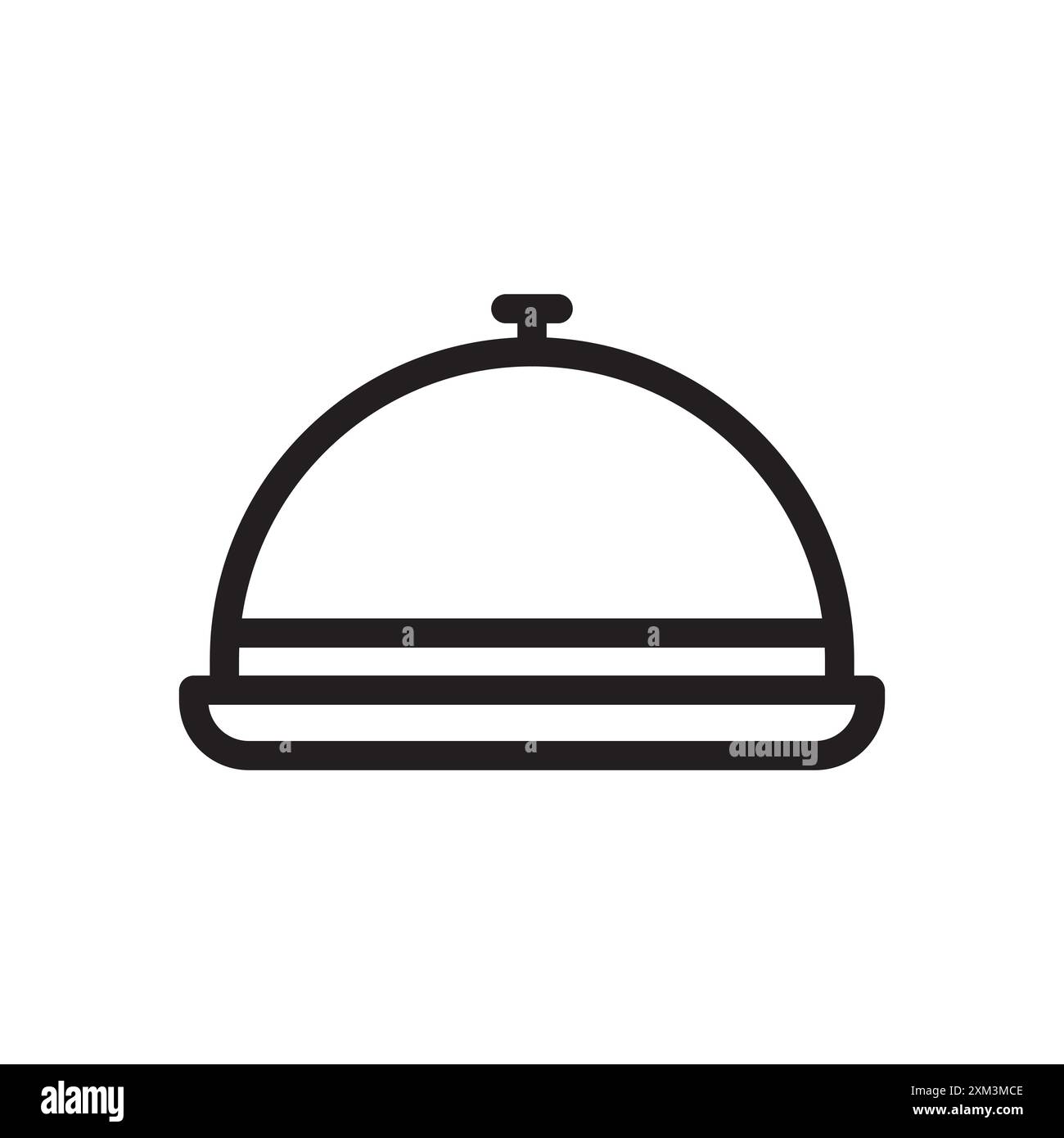Food Tray and Cover icon Black line art vector in black and white outline set collection sign ...
