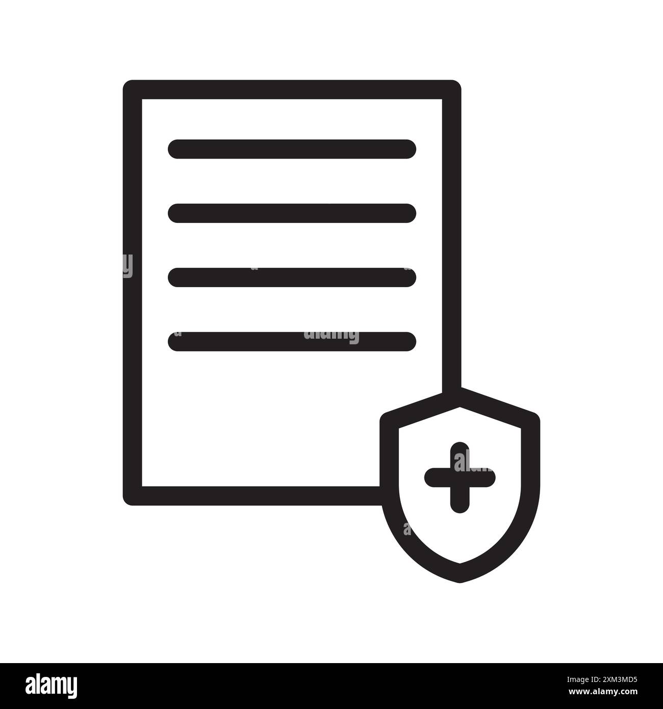 Health insurance icon Black line art vector in black and white outline ...