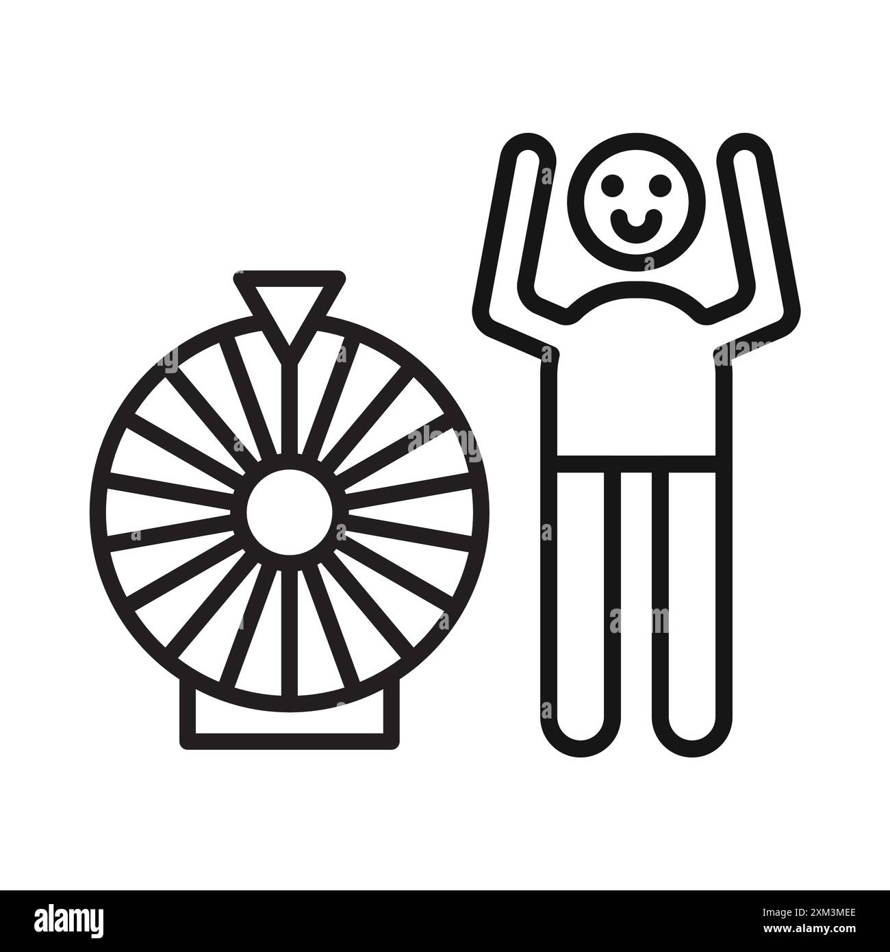 Men luck icon Black line art vector in black and white outline set ...