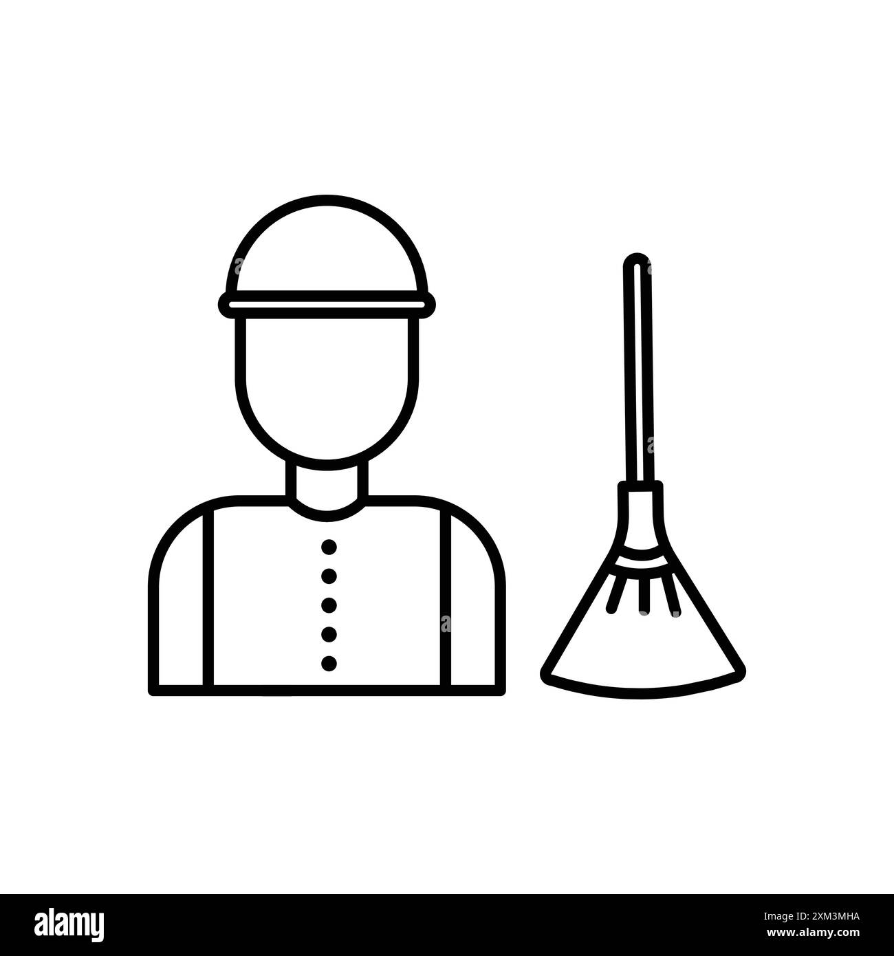 Janitor icon Black line art vector in black and white outline set ...