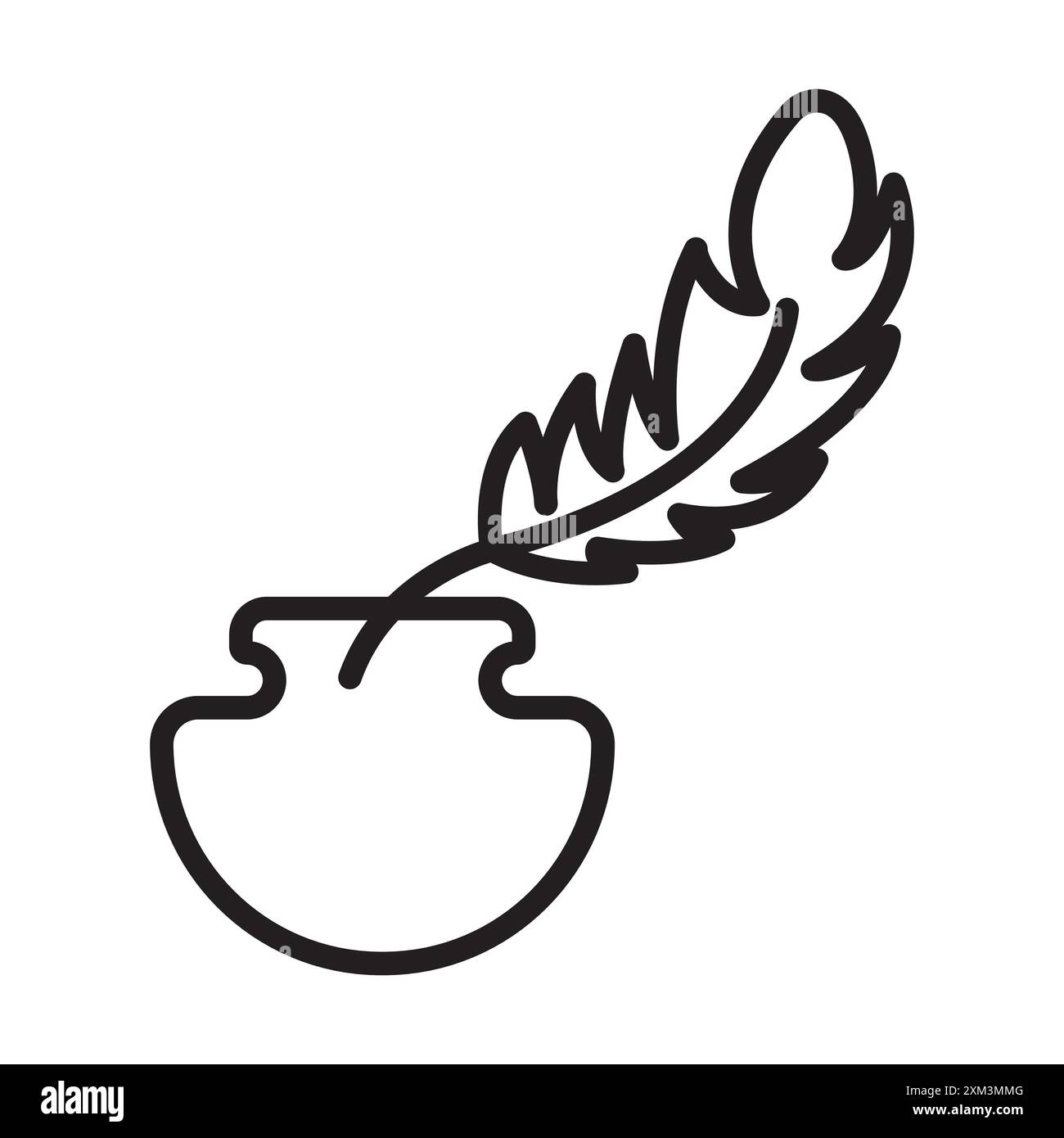 Ink and quill icon Black line art vector in black and white outline set ...