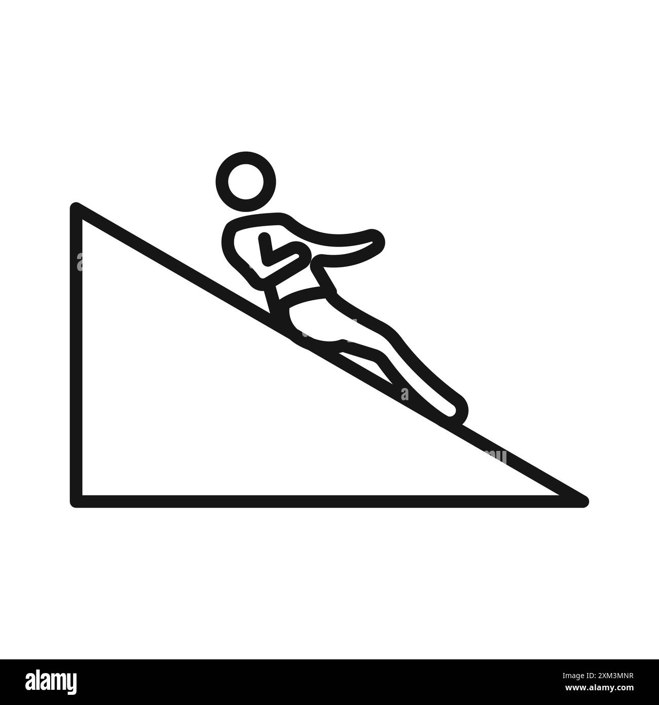 Man slide on slope icon Black line art vector in black and white ...