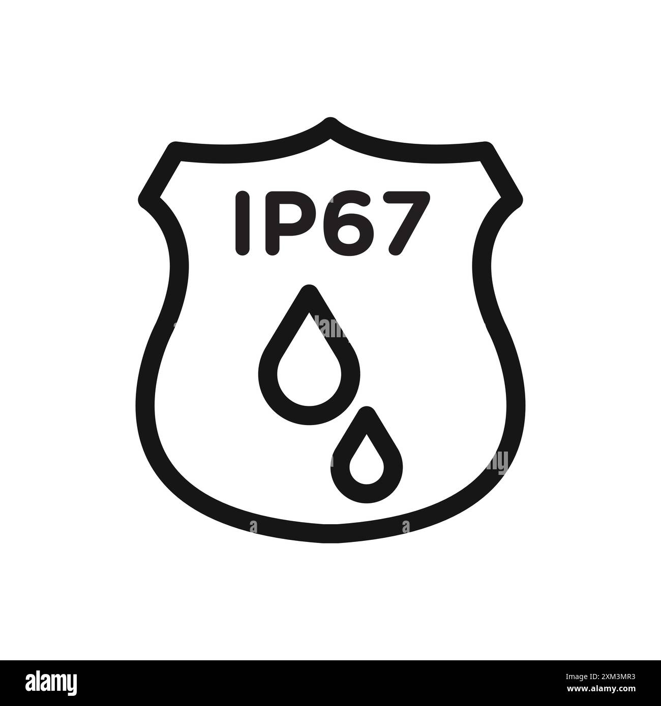 IP67 waterproof icon Black line art vector in black and white outline set collection sign Stock ...