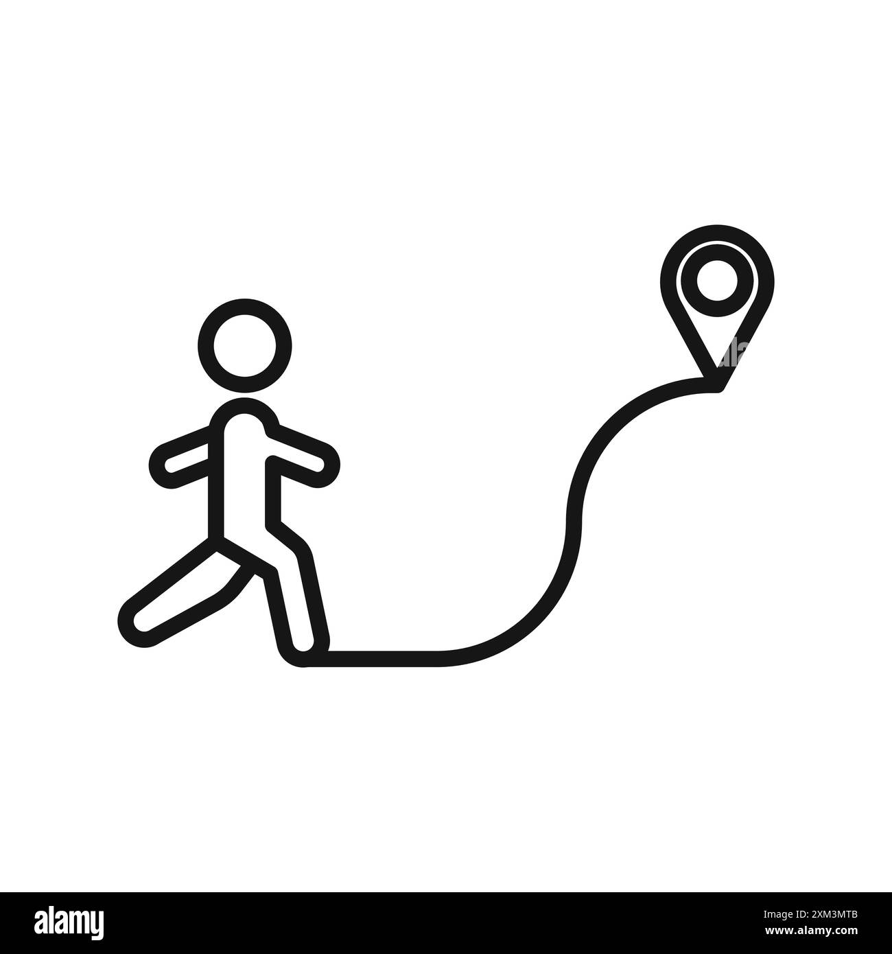 Man going to destination icon Black line art vector in black and white ...