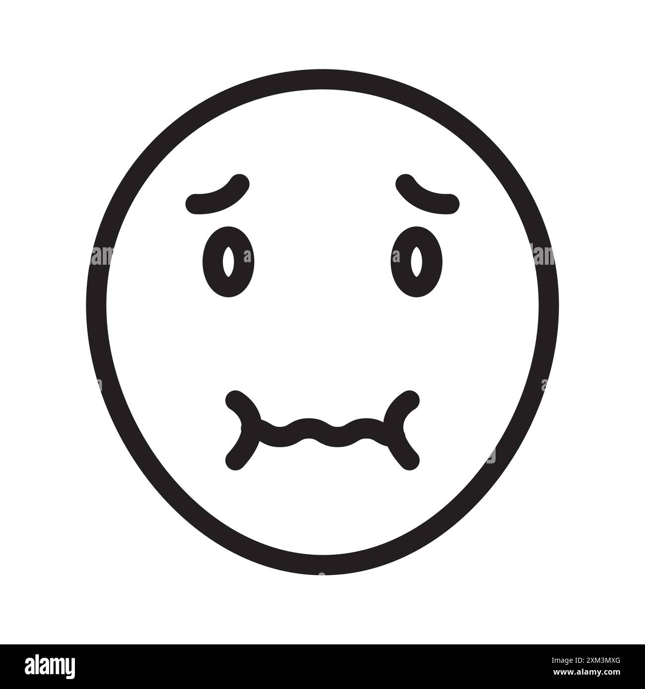 Nauseated emoji icon Black line art vector in black and white outline ...