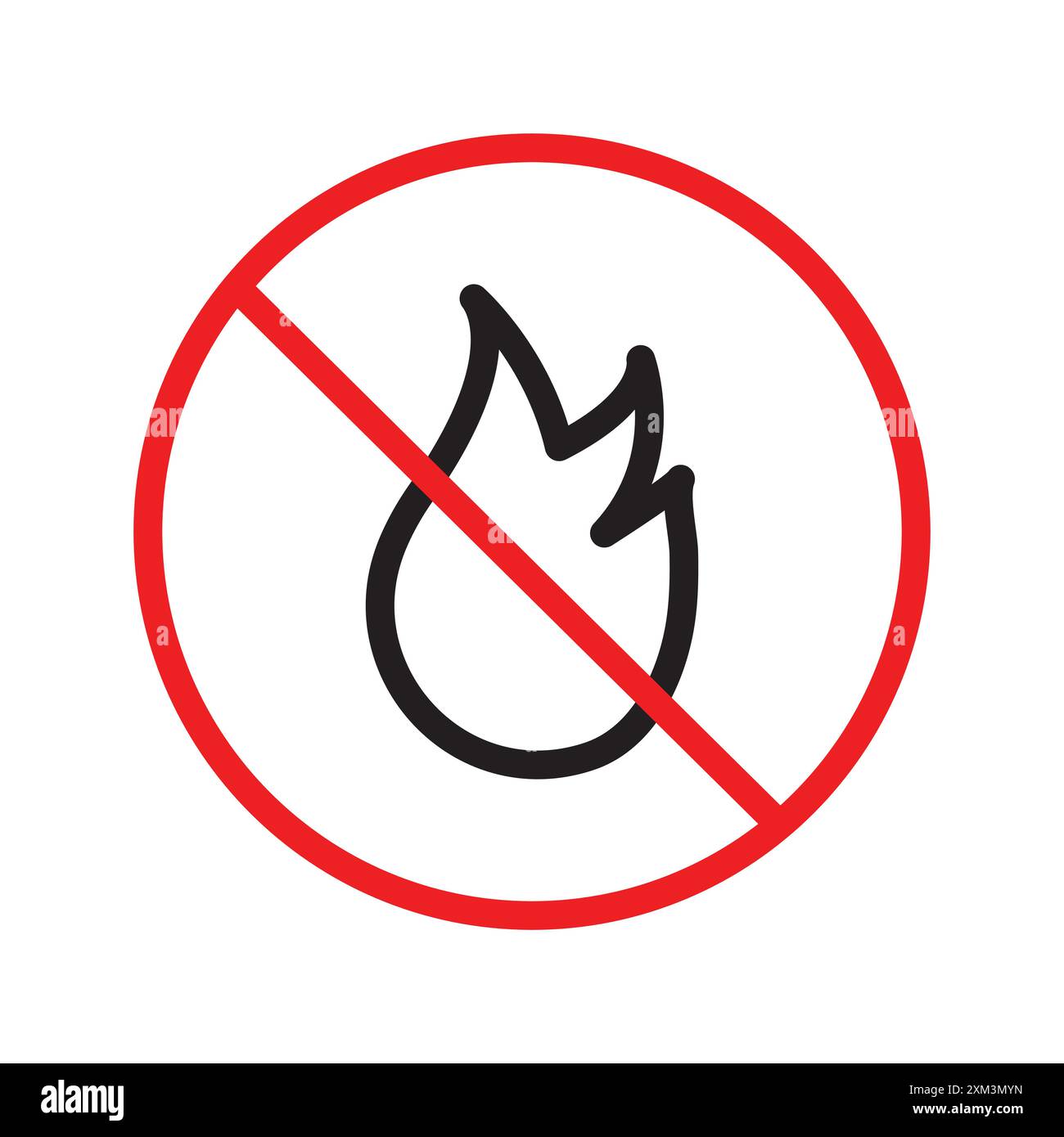 No fire icon Black line art vector in black and white outline set collection sign Stock Vector ...