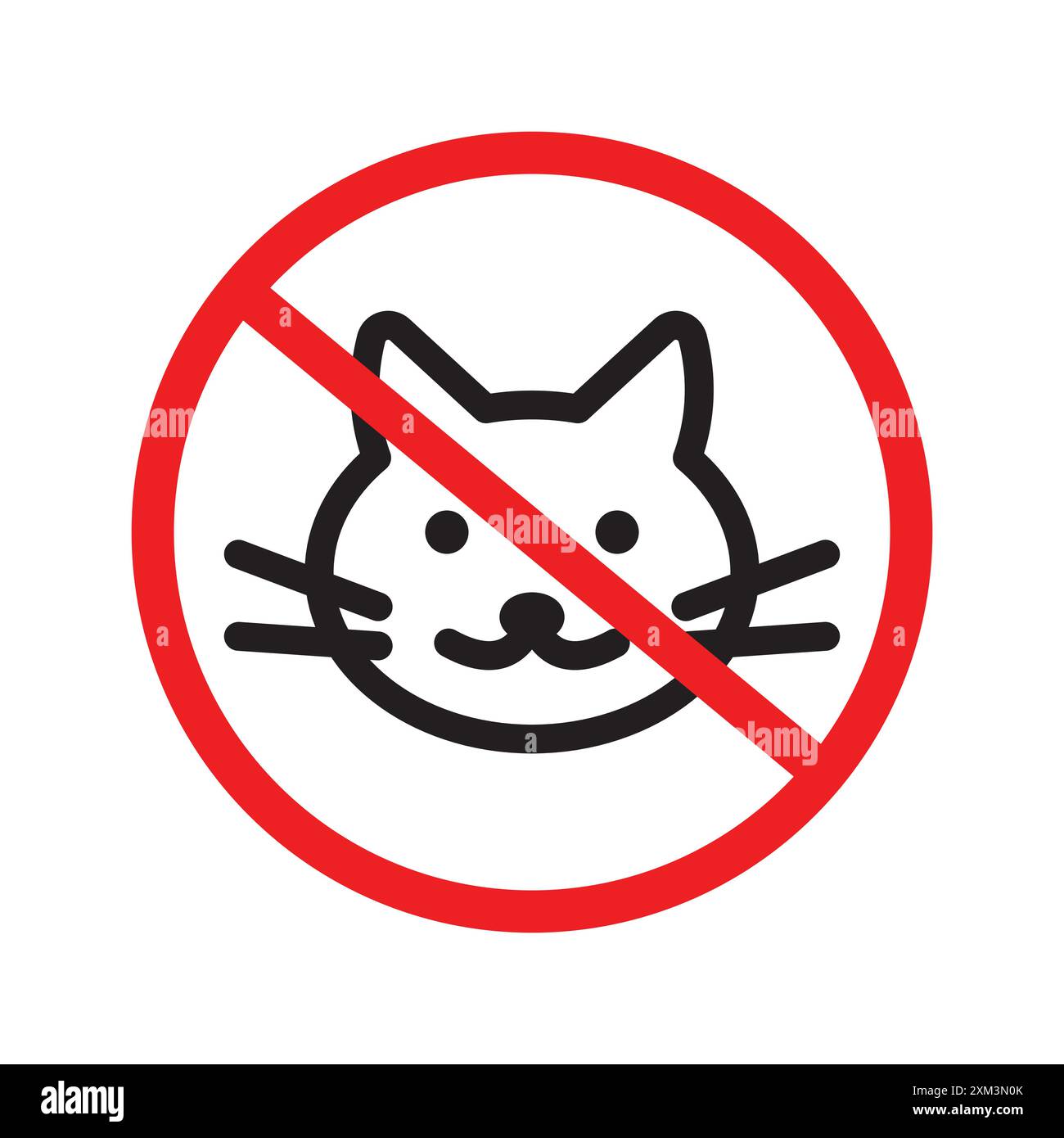 No cats allowed icon Black line art vector in black and white outline set collection sign Stock ...
