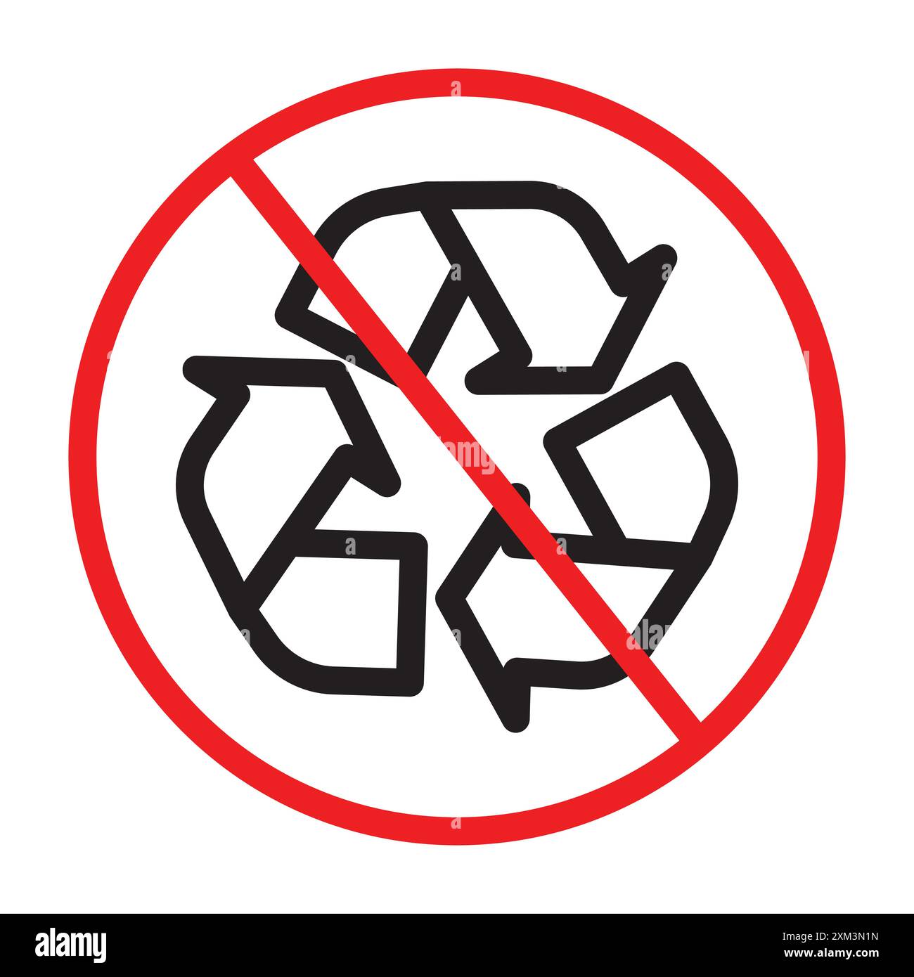 Non Recyclable icon Black line art vector in black and white outline ...