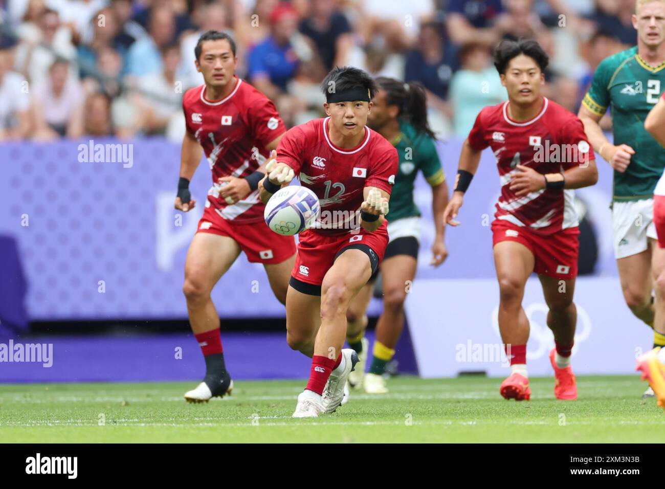 Saint-Denis, France. 25th July, 2024. (L to R) Taiga Ishida, Yoshiyuki Koga, Junya Matsumoto ...