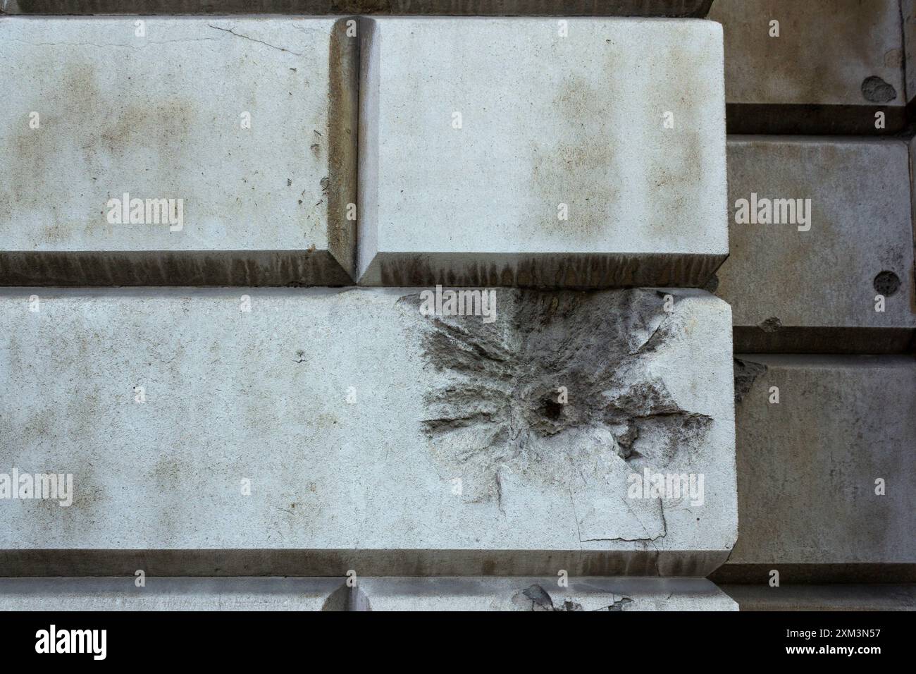 Evidence of bomb damage on the wall of the Victoria and Albert Museum ...