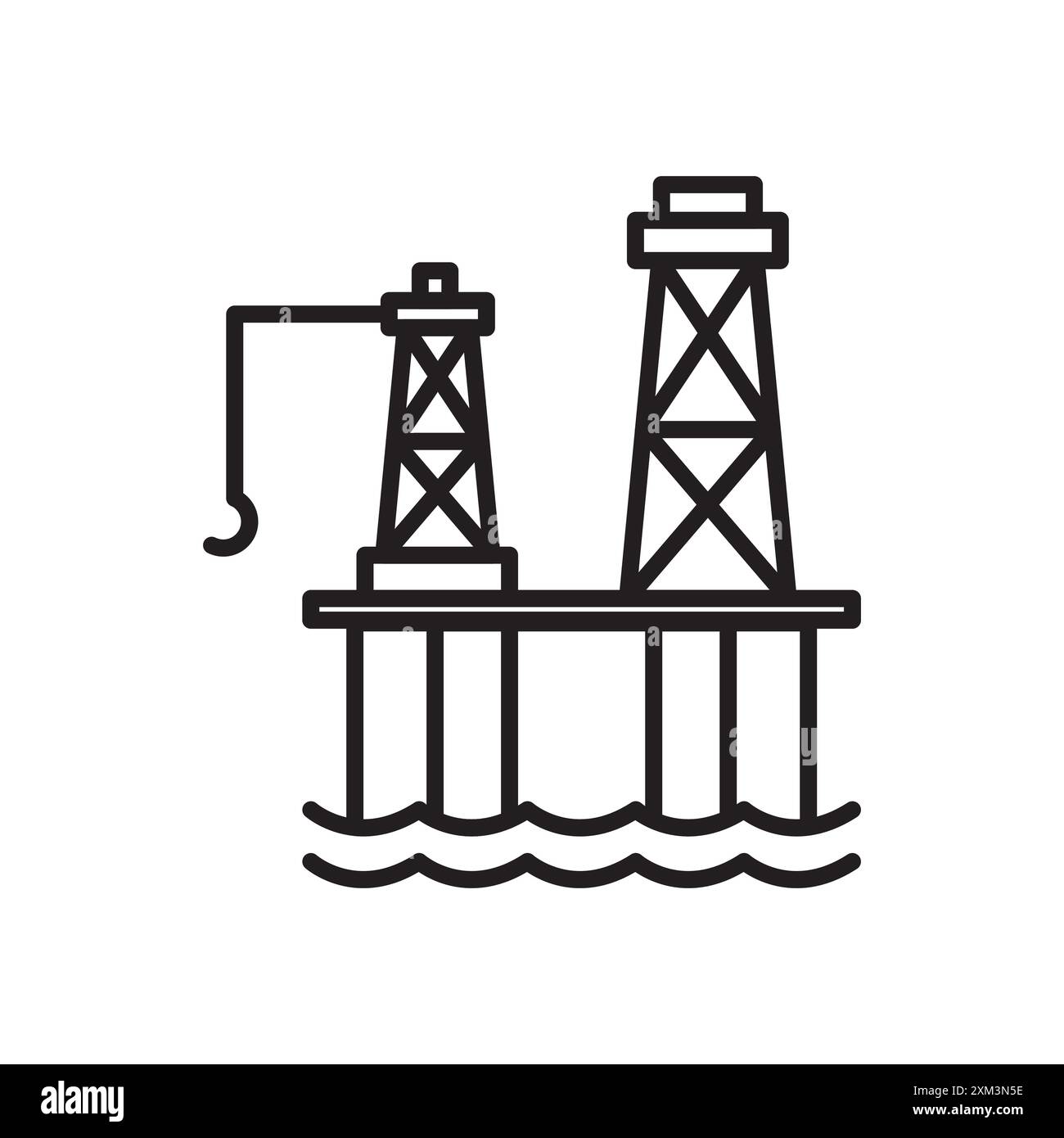 Oil platform icon Black line art vector in black and white outline set collection sign Stock ...