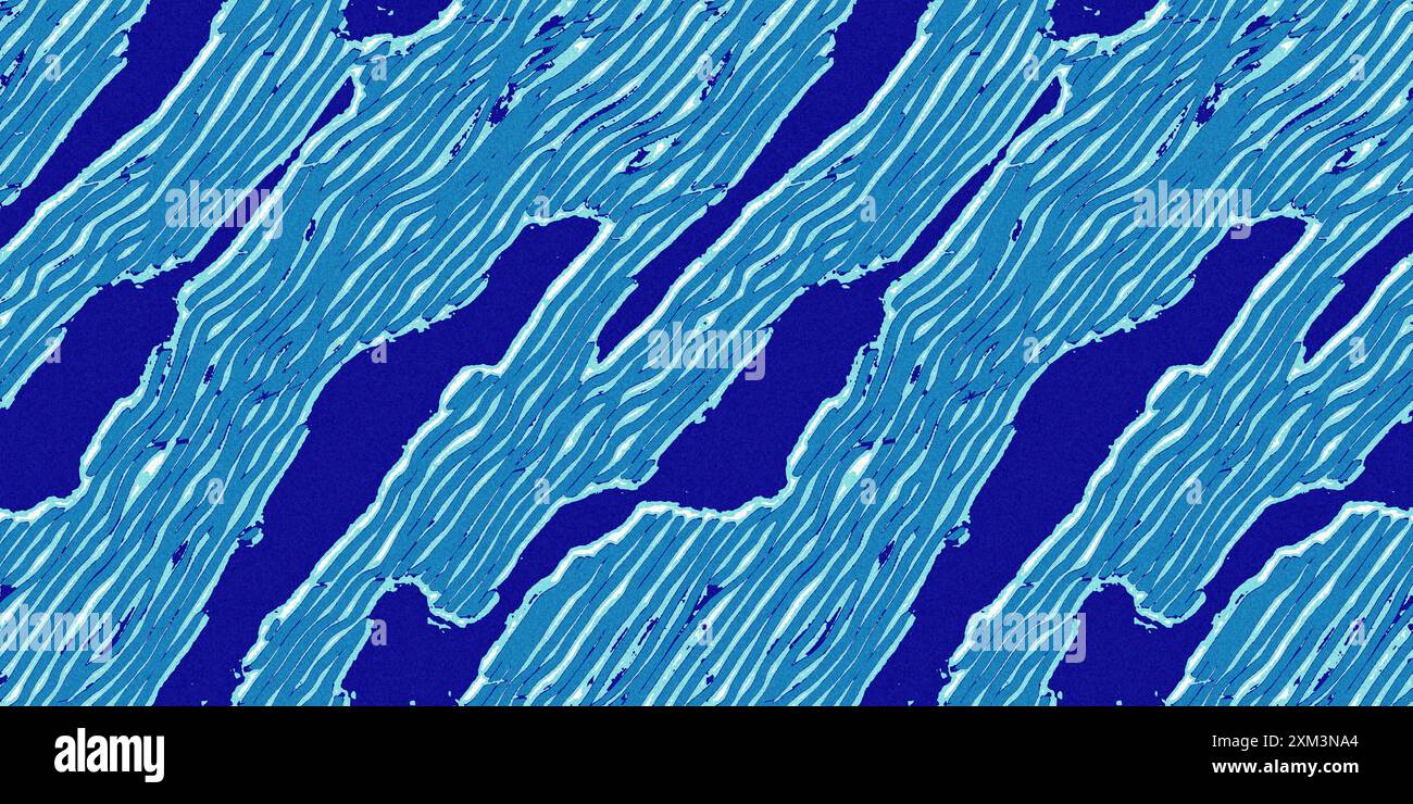 Summer blue dyed wave water pattern with broken linear stripe effect ...