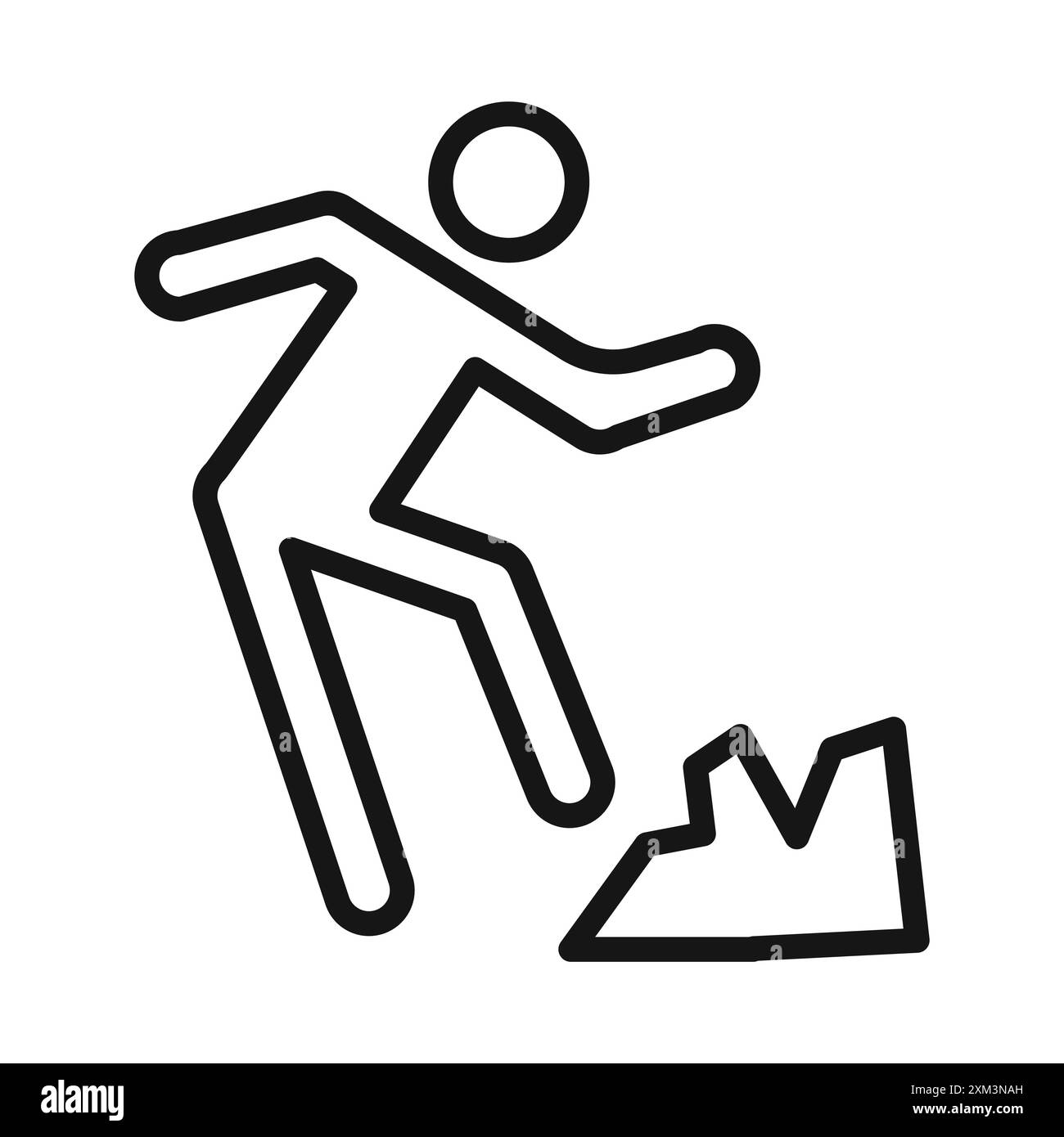 Man tripping icon Black line art vector in black and white outline set ...