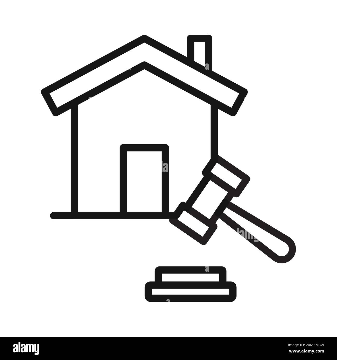 Real estate auction icon Black line art vector in black and white ...