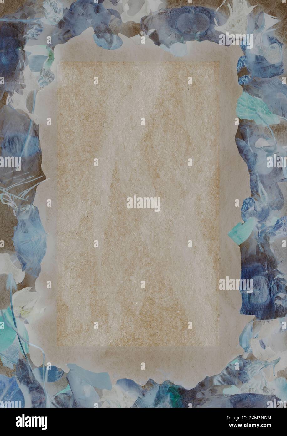 Purple, blue, puce, brown background with frame for text in tan color ...