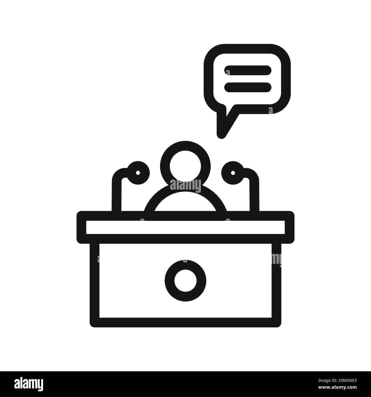 News presenter on TV Show icon Black line art vector in black and white ...