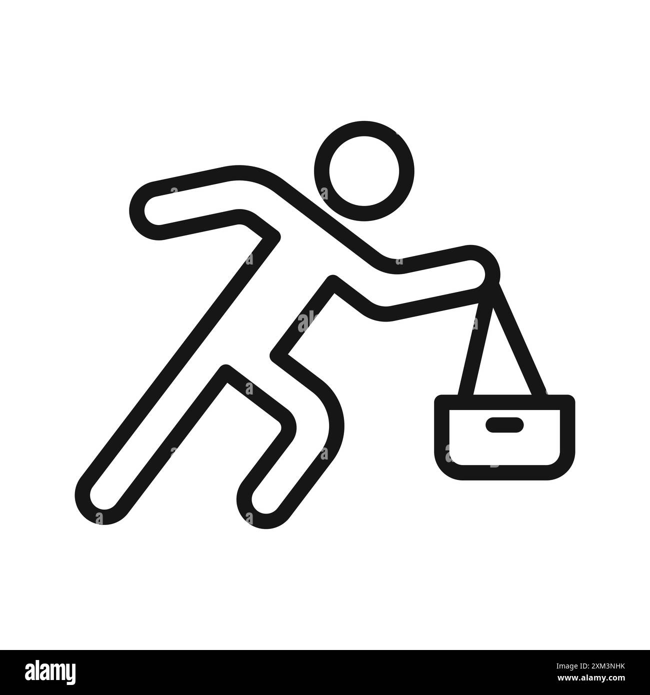 Purse snatcher icon Black line art vector in black and white outline ...