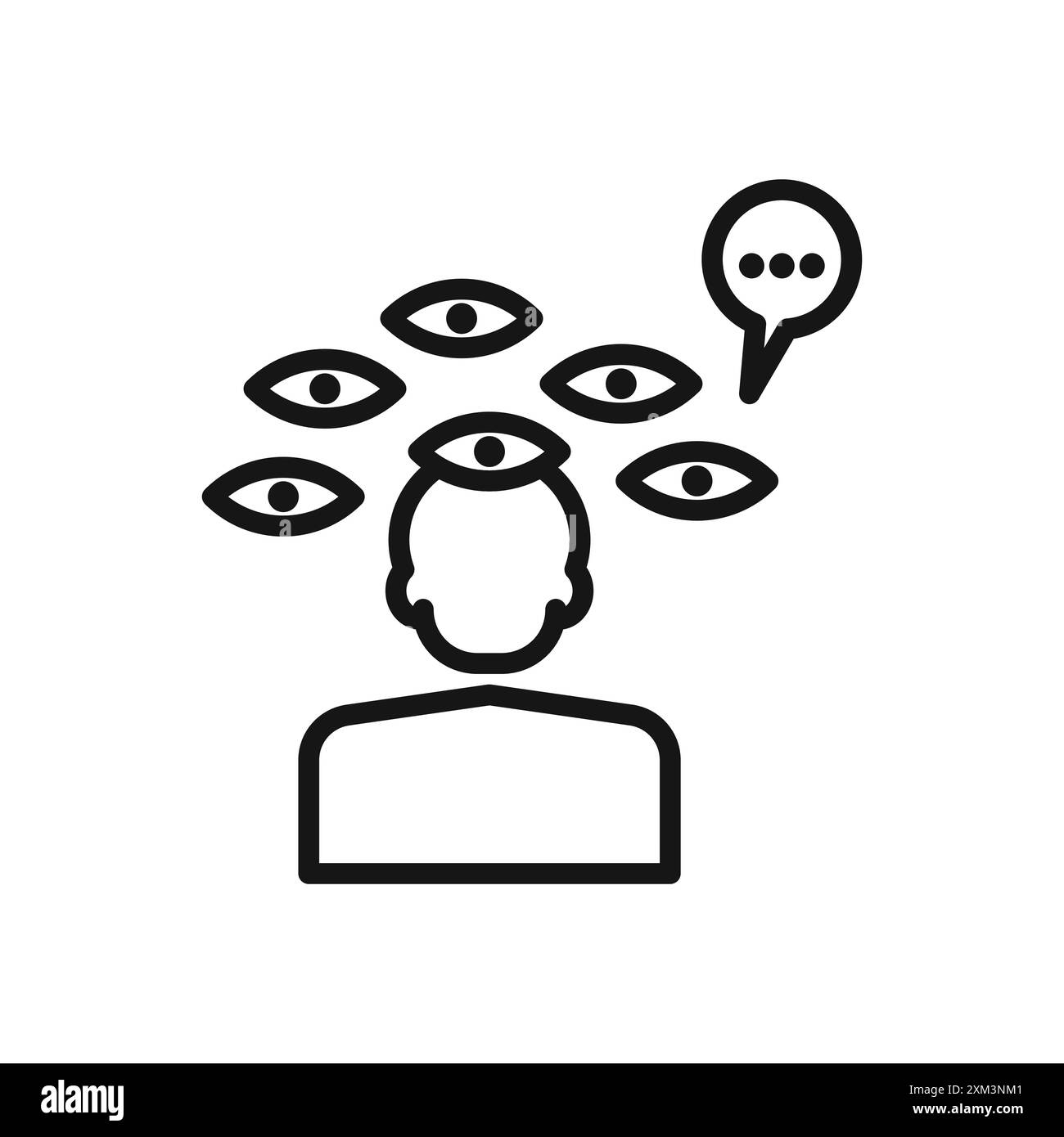 Paranoia icon Black line art vector in black and white outline set ...