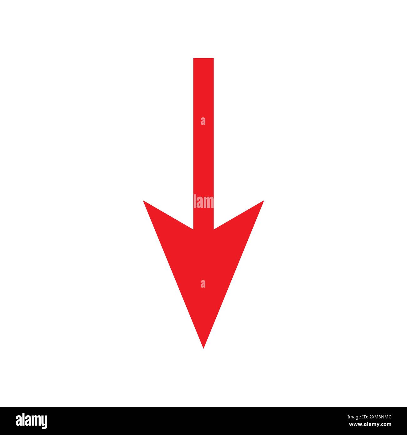 Red Down Arrow Icon Black Line Art Vector In Black And White Outline