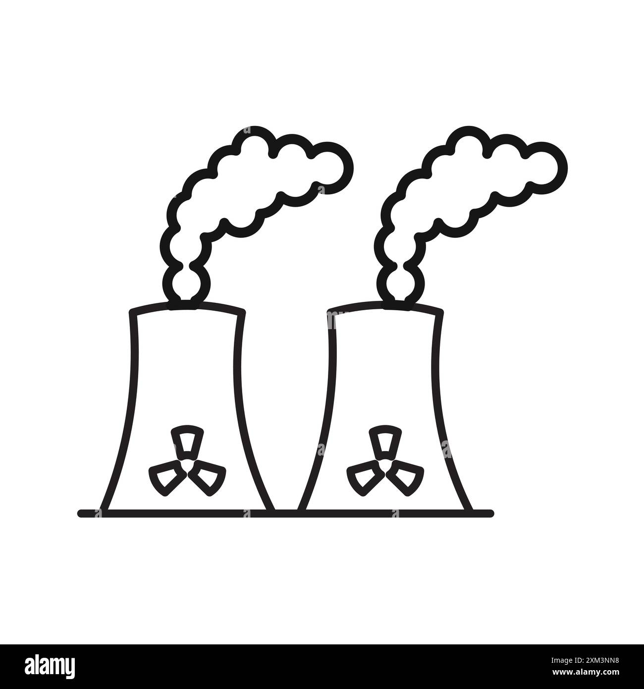 Nuclear power plant icon Black line art vector in black and white outline set collection sign ...