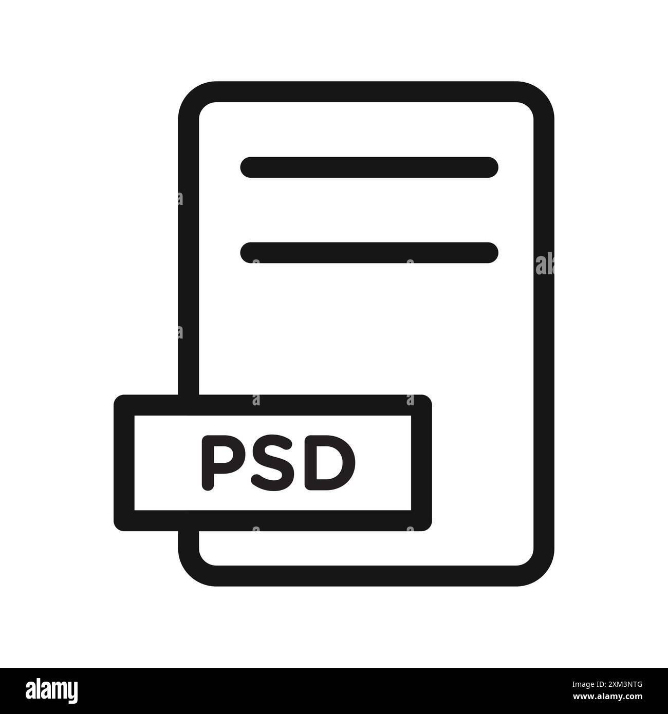 PSD File Format Icon Black line art vector in black and white outline set collection sign Stock ...