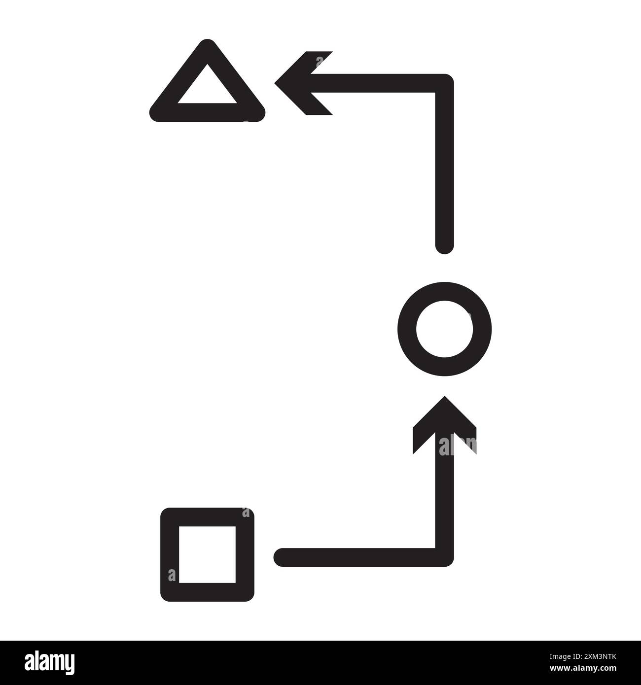 Process, method, step, procedure or workflow icon Black line art vector in black and white ...