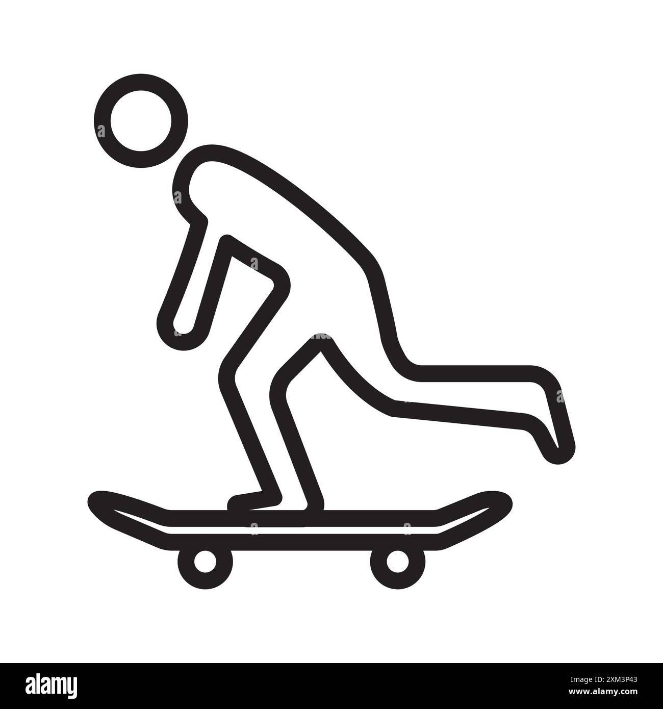 Skateboarding Icon Black Line Art Vector In Black And White Outline Set Collection Sign Stock