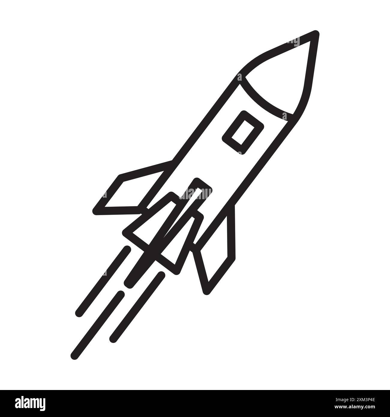 Rocket icon Black line art vector in black and white outline set ...