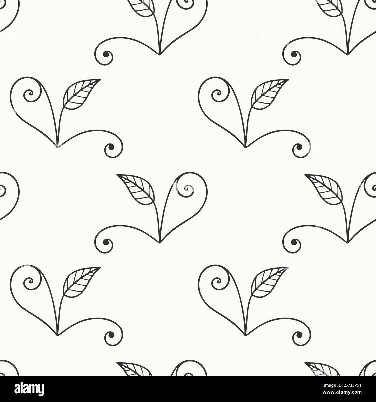 Botanical natural pattern, hand drawn doodles on pastel background. For ...
