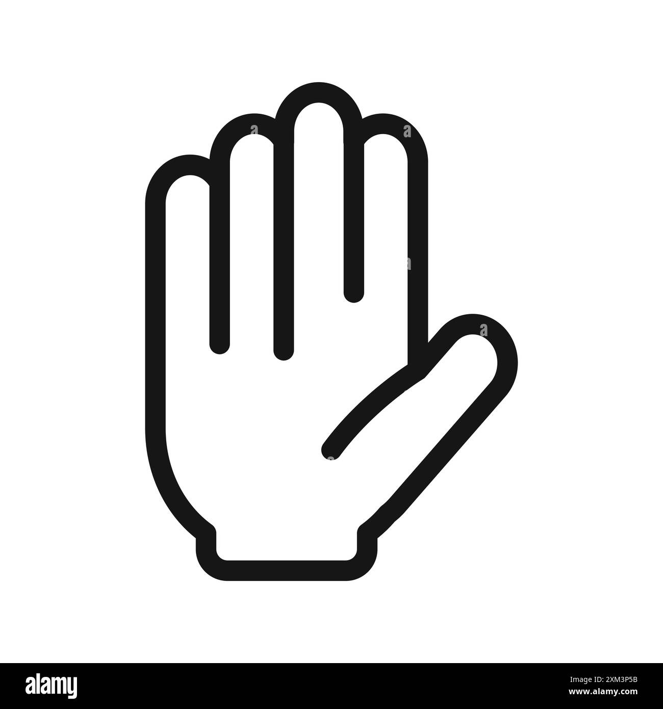 Stop sign with hand icon Black line art vector in black and white ...