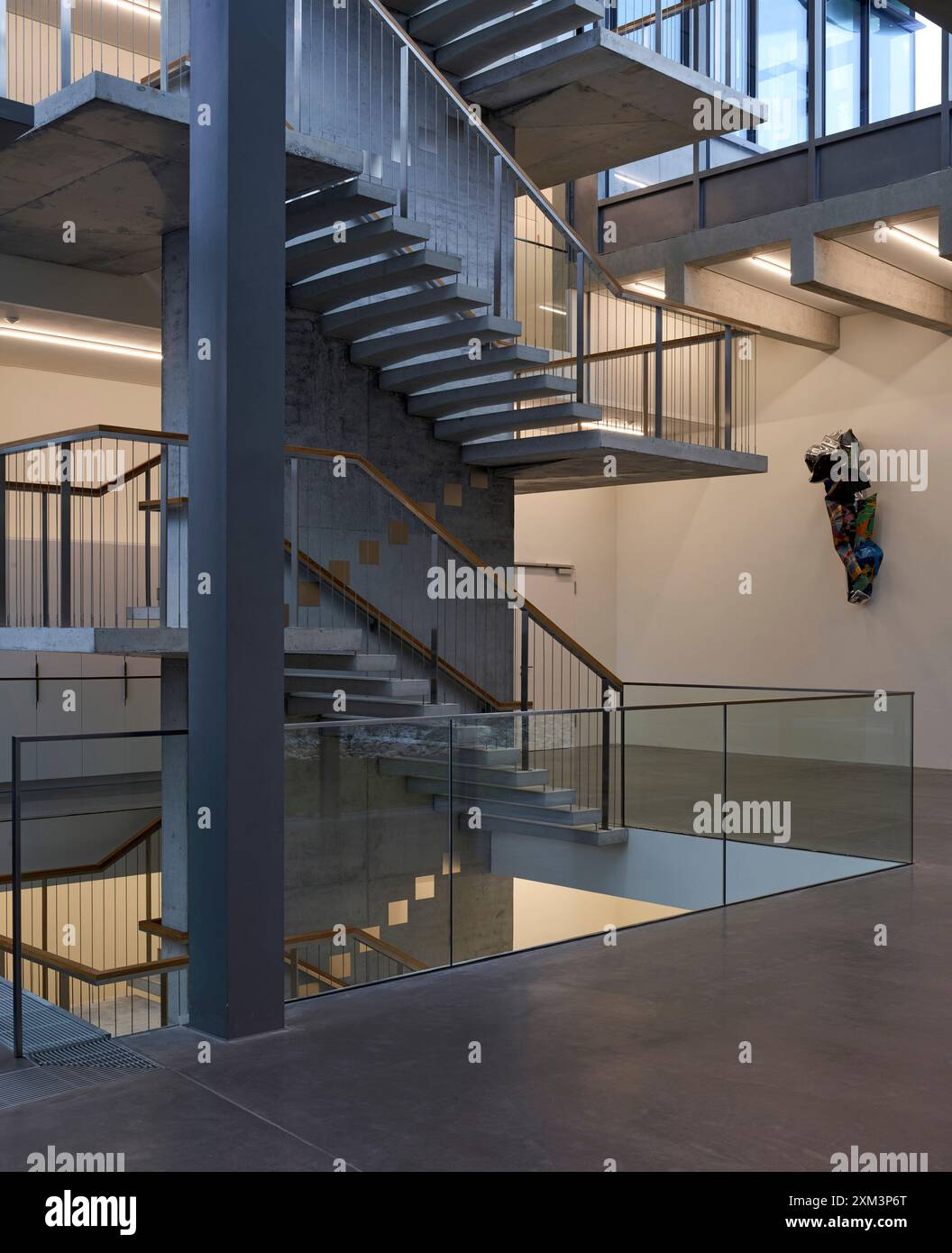 Open stairway with concrete core and sculpture. Stiftung Froehlich ...