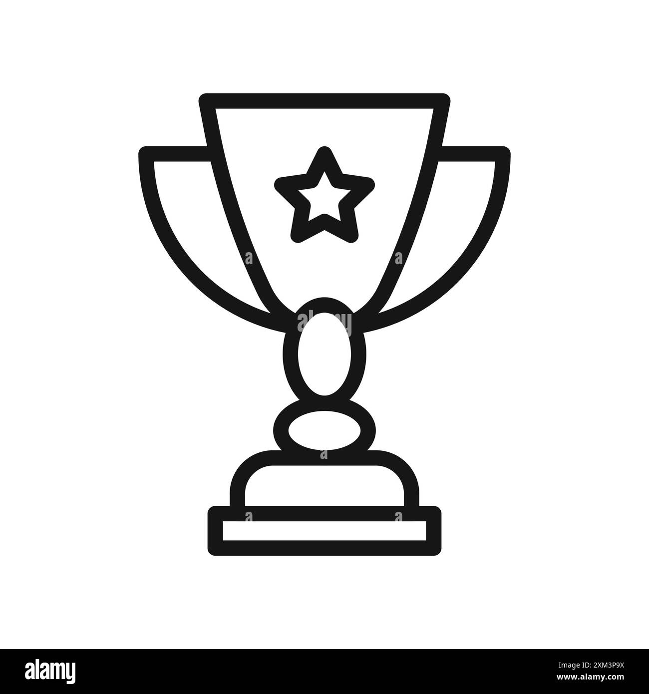 Trophy cup with star icon Black line art vector in black and white ...
