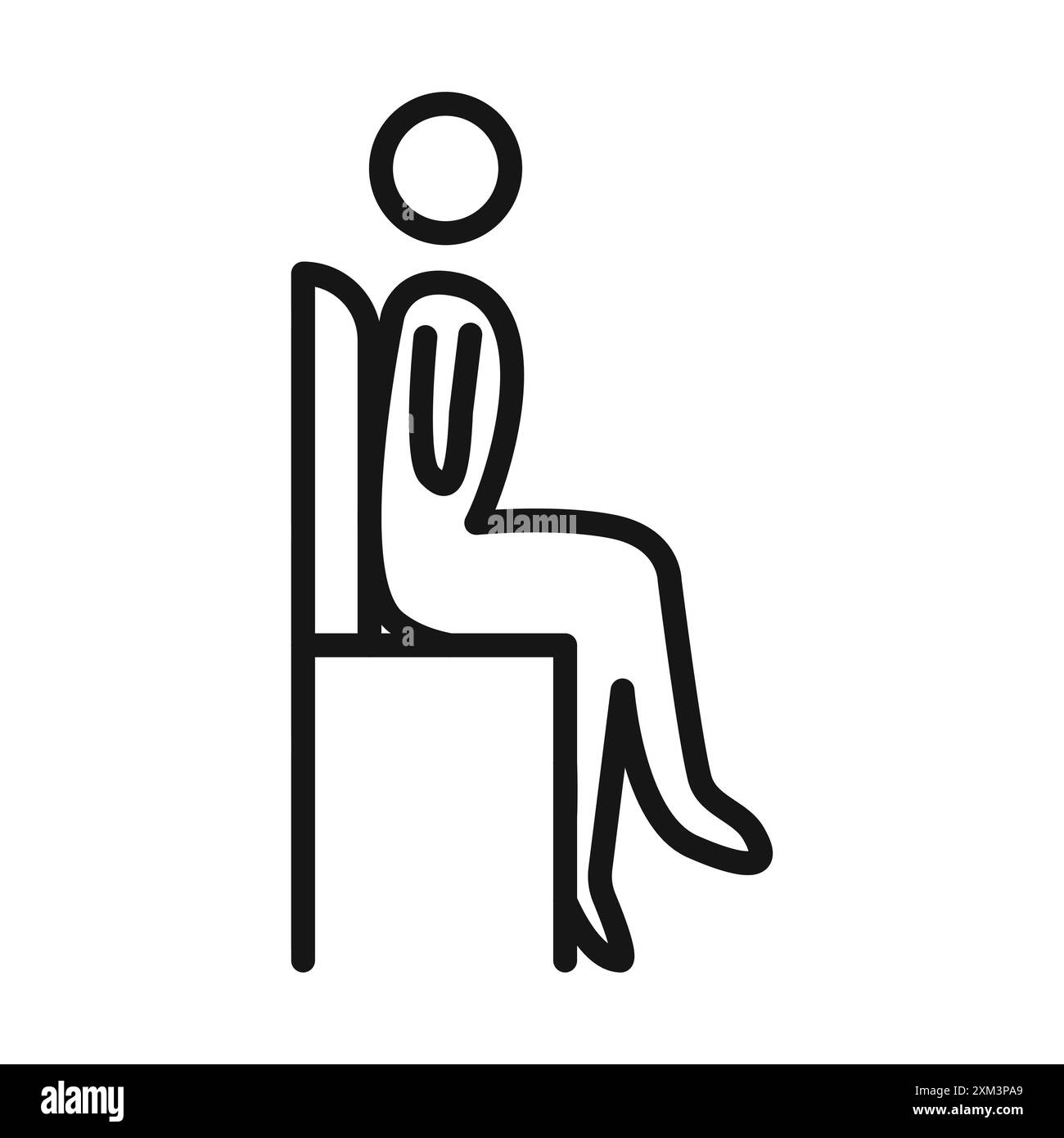 Sitting Icon Black Line Art Vector In Black And White Outline Set Collection Sign Stock Vector