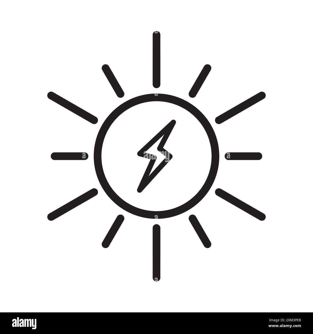 Solar energy icon Black line art vector in black and white outline set ...