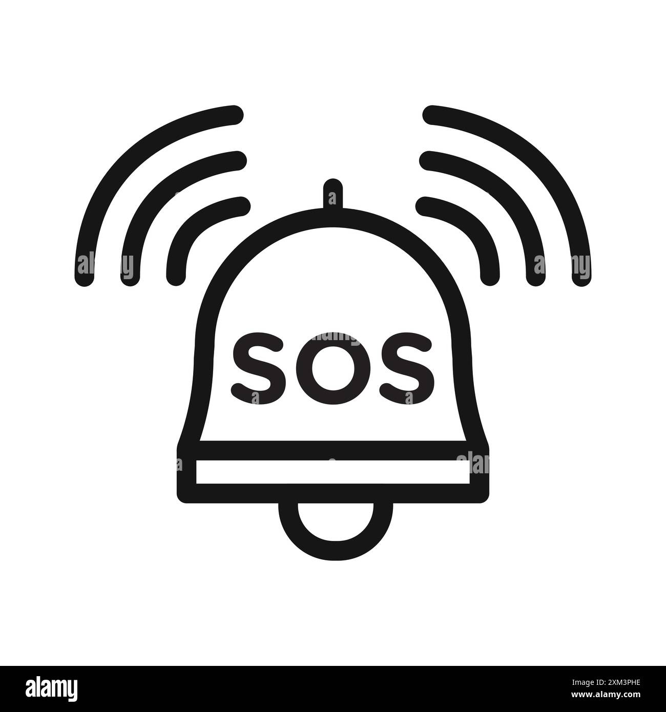 SOS Emergency icon Black line art vector in black and white outline set ...