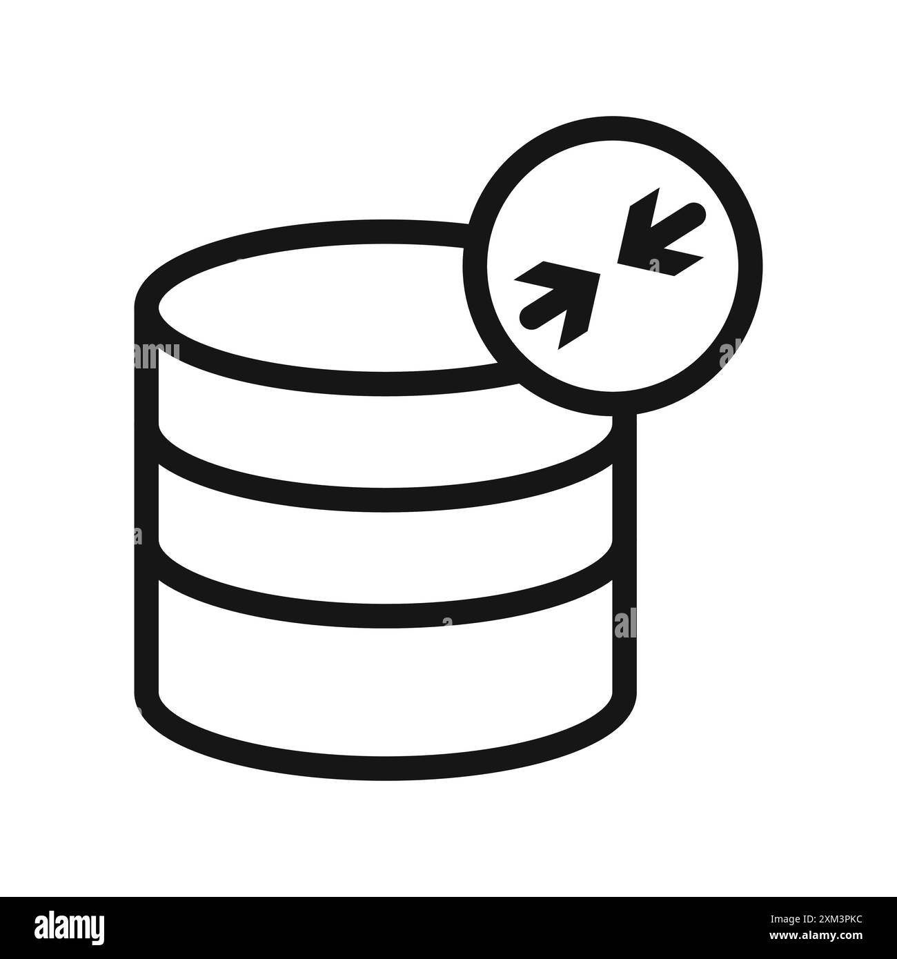 Shrink database icon Black line art vector in black and white outline set collection sign Stock ...