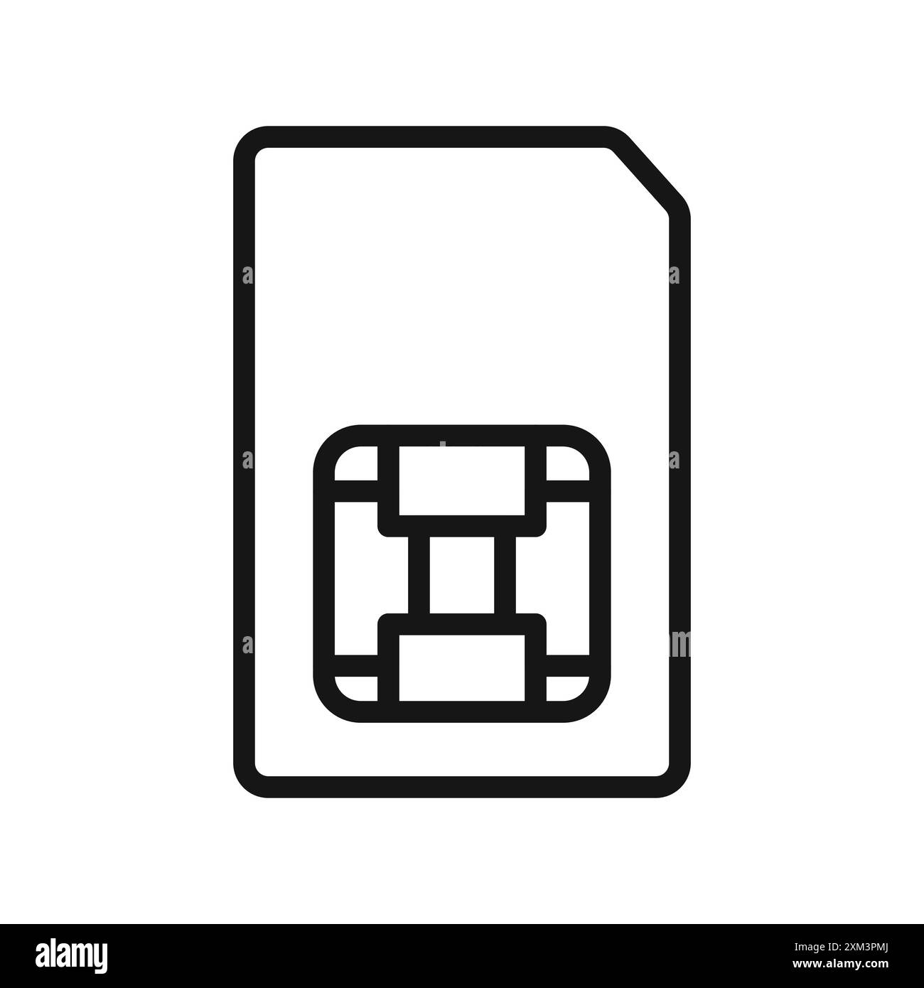 Sim card icon Black line art vector in black and white outline set collection sign Stock Vector ...