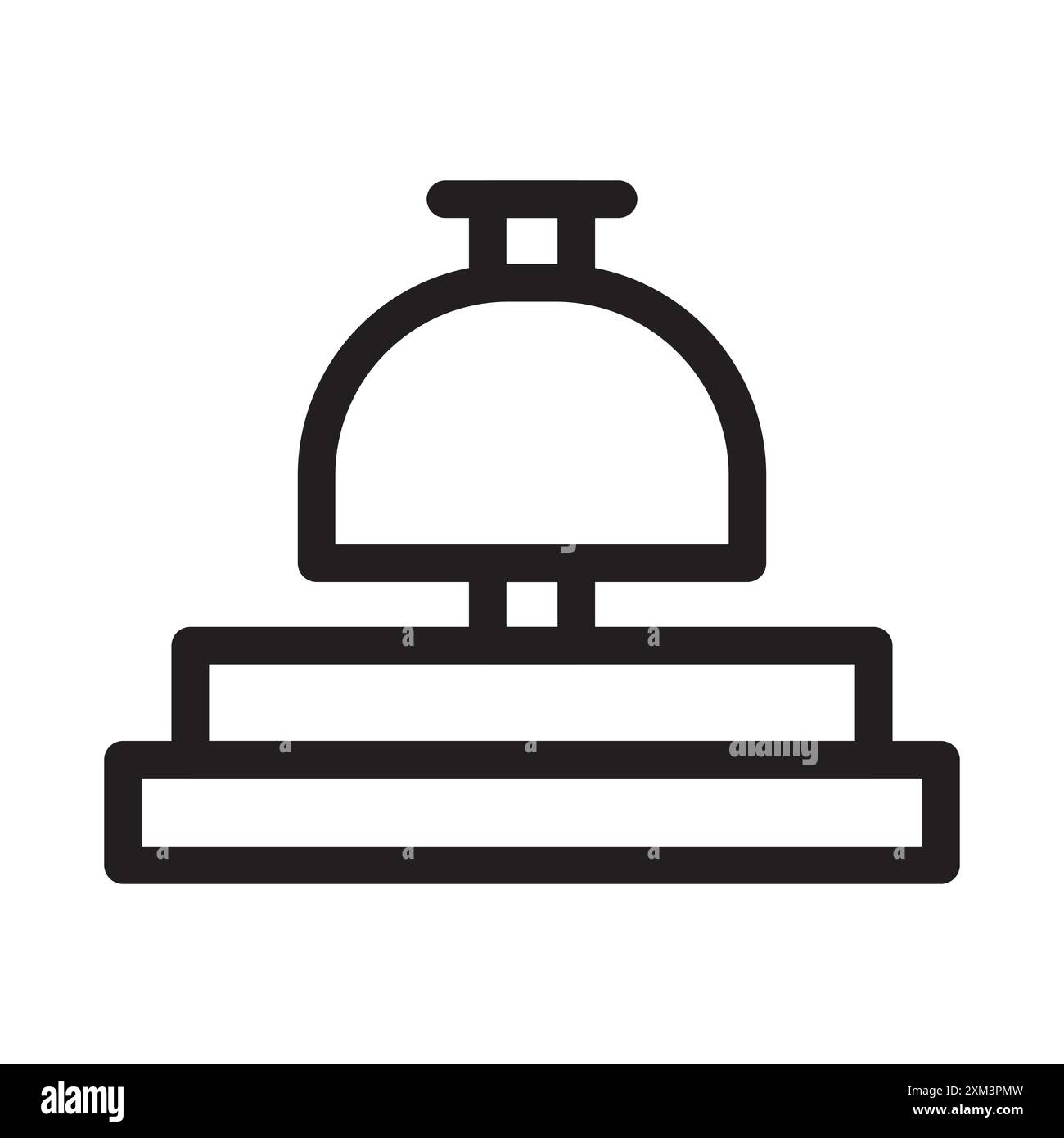 Service bell icon Black line art vector in black and white outline set ...