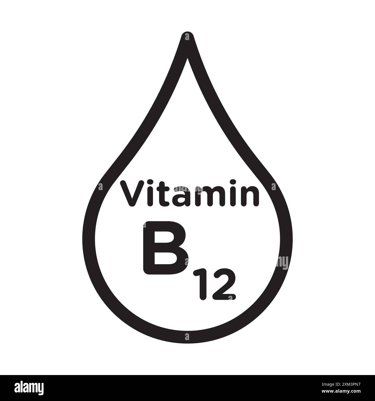 Vitamin B12 drop icon Black line art vector in black and white outline ...