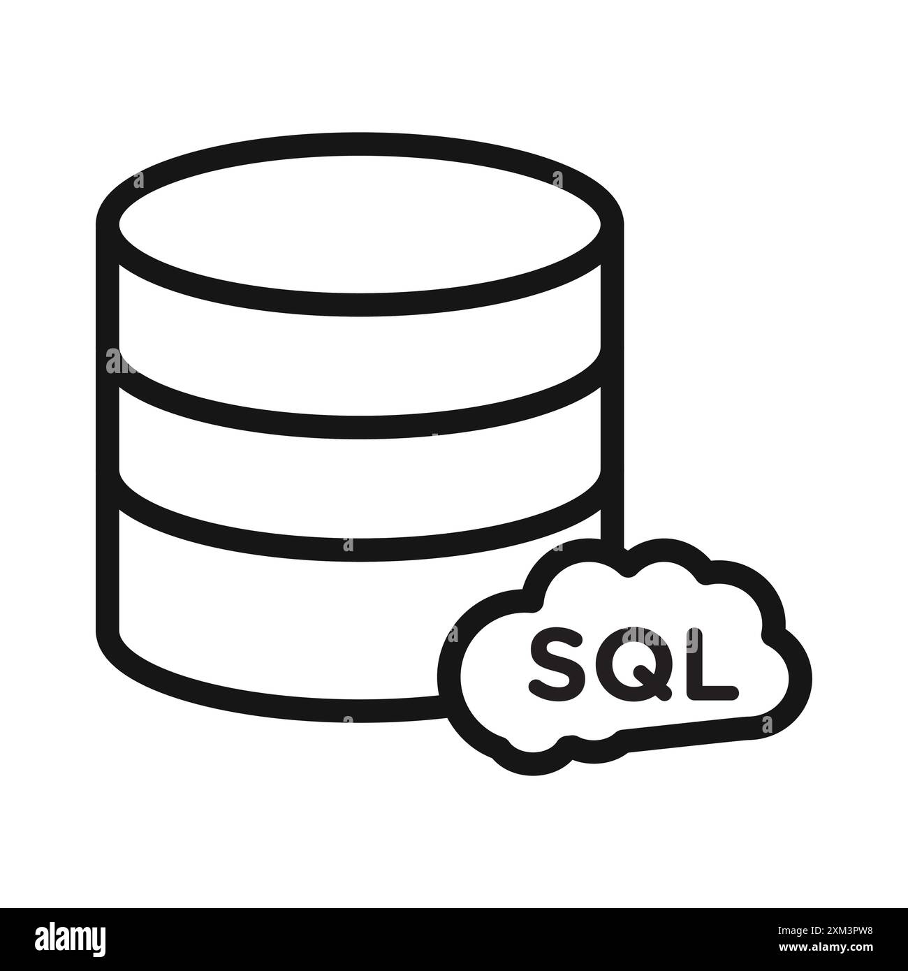 Sql Server Icon Black Line Art Vector In Black And White Outline Set
