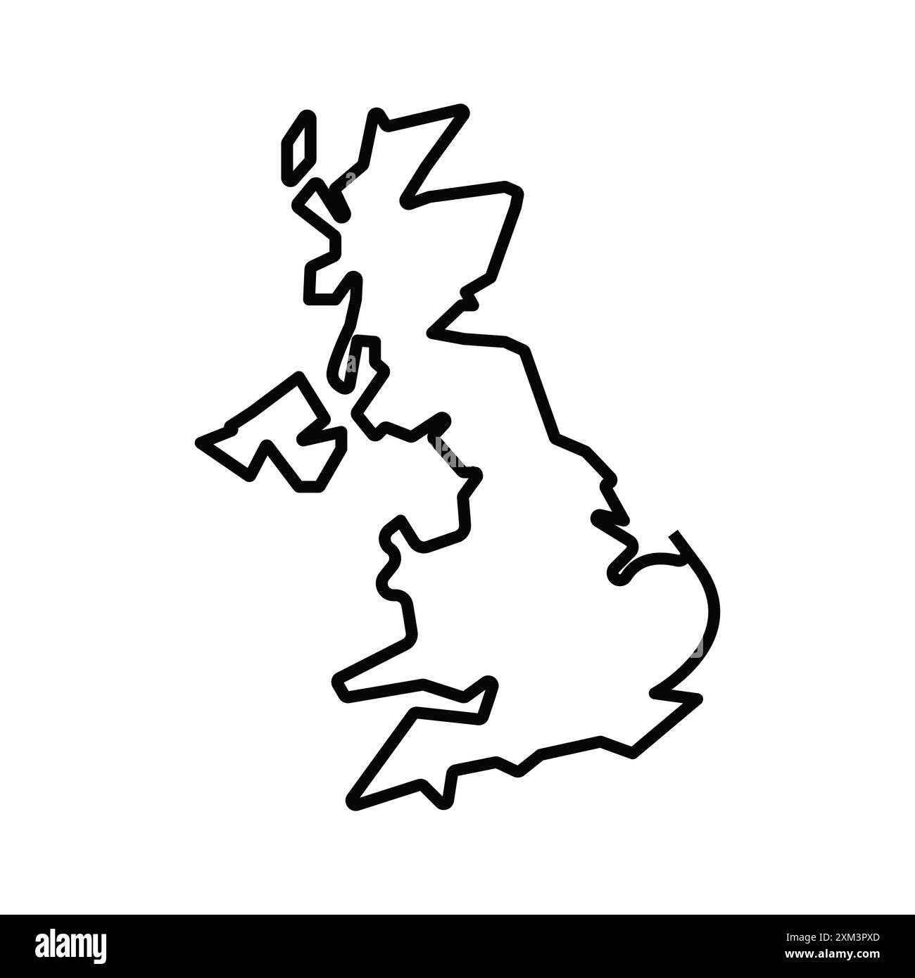 United Kingdom map icon Black line art vector in black and white ...