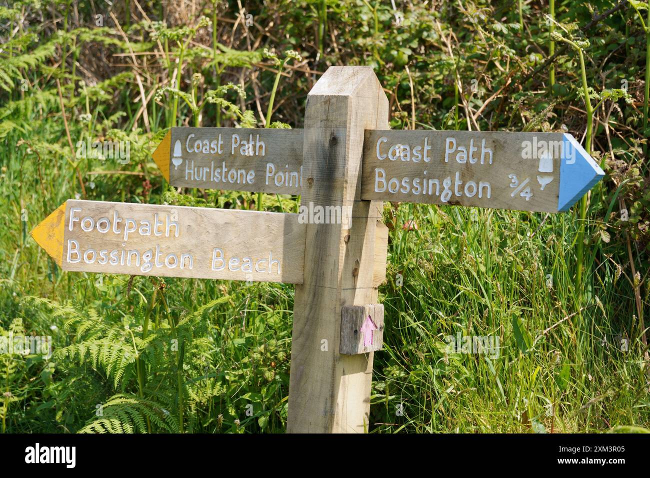 South West Coast Path Wooden Fingerpost for Bossington, Bossington ...