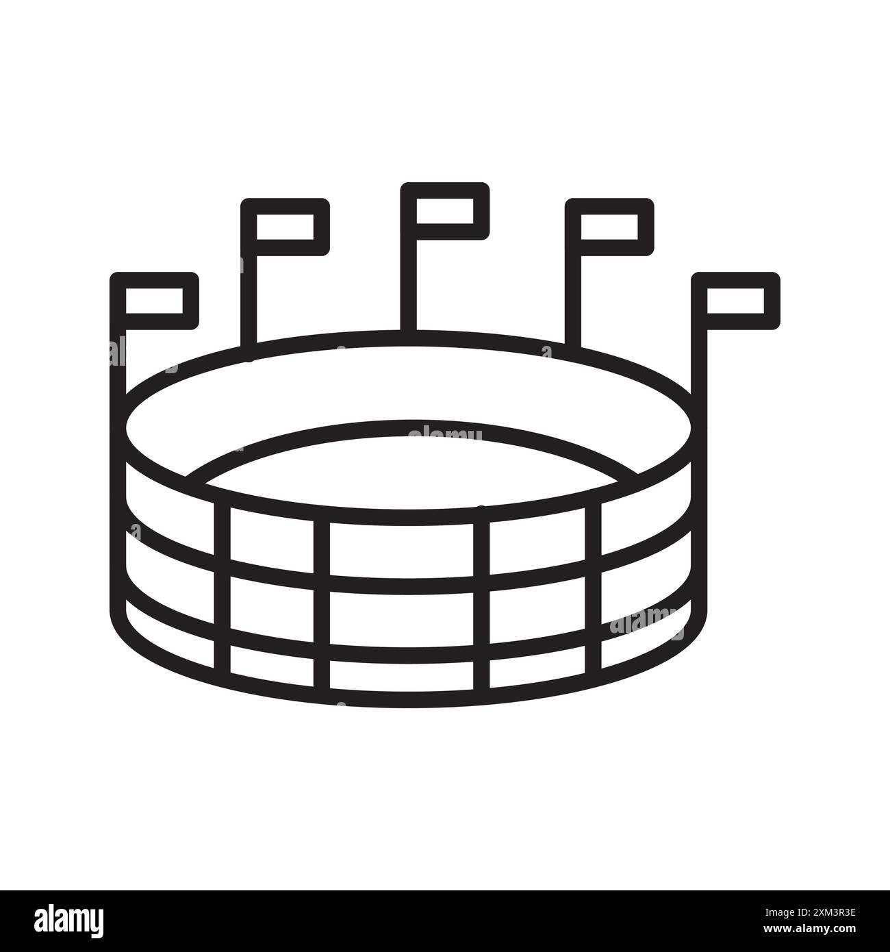 stadium icon Black line art vector in black and white outline set ...