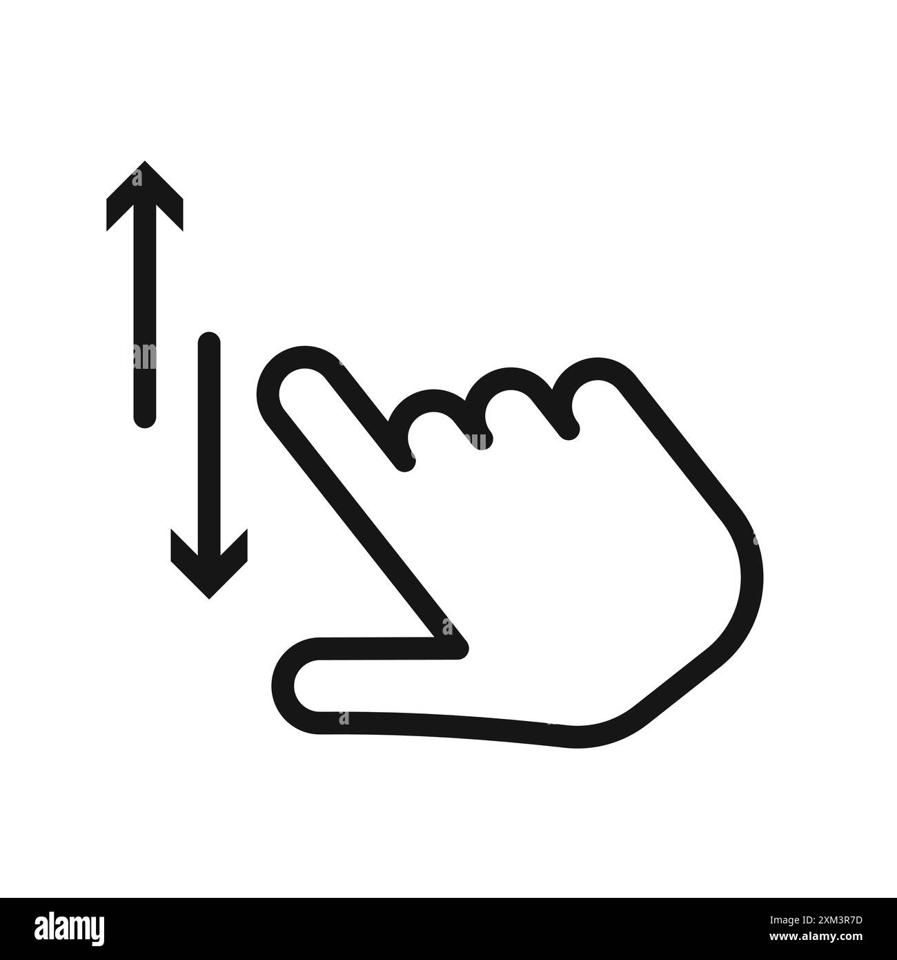 Swipe up and down icon Black line art vector in black and white outline set collection sign ...