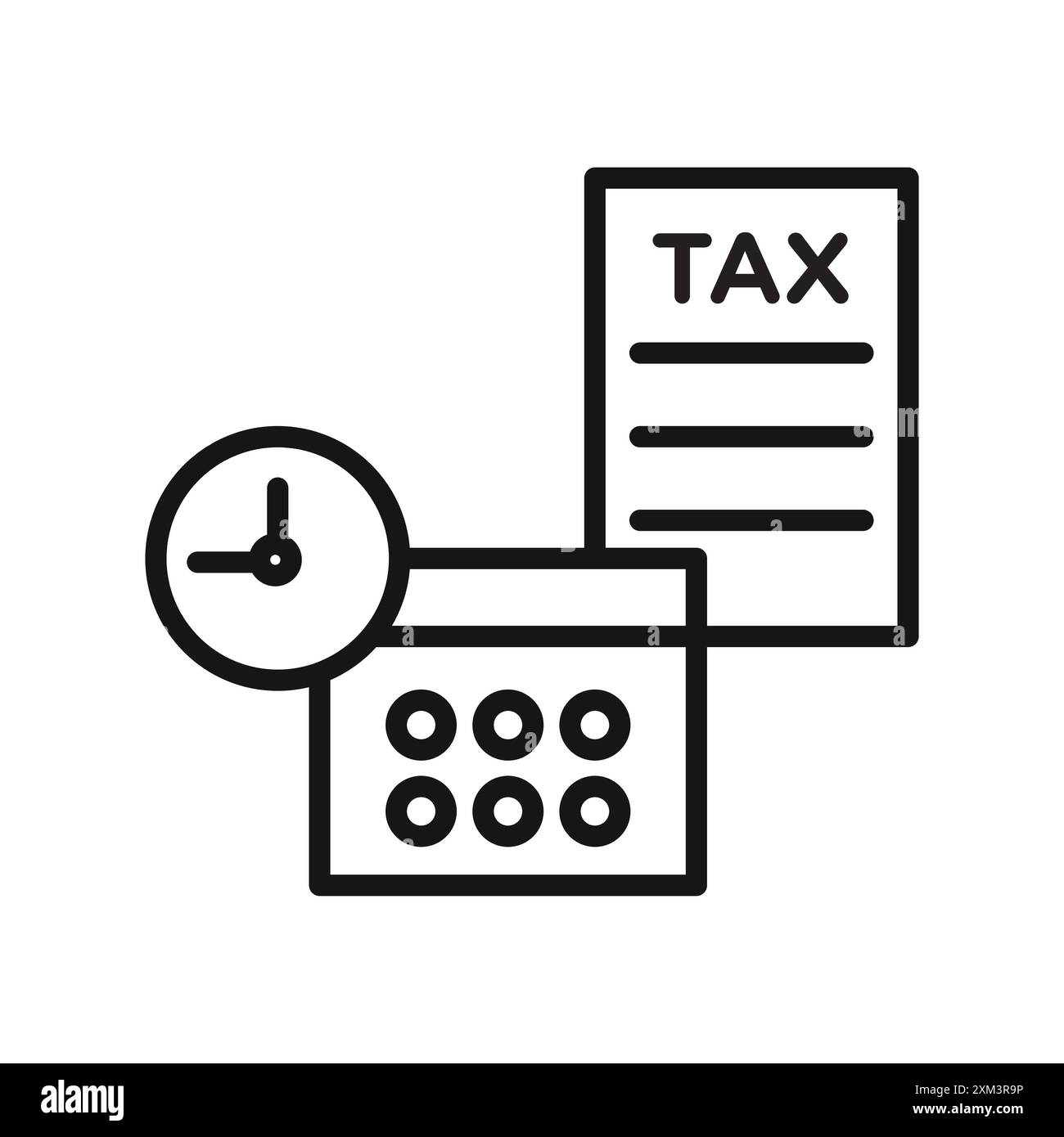 Tax reminder icon Black line art vector in black and white outline set collection sign Stock ...