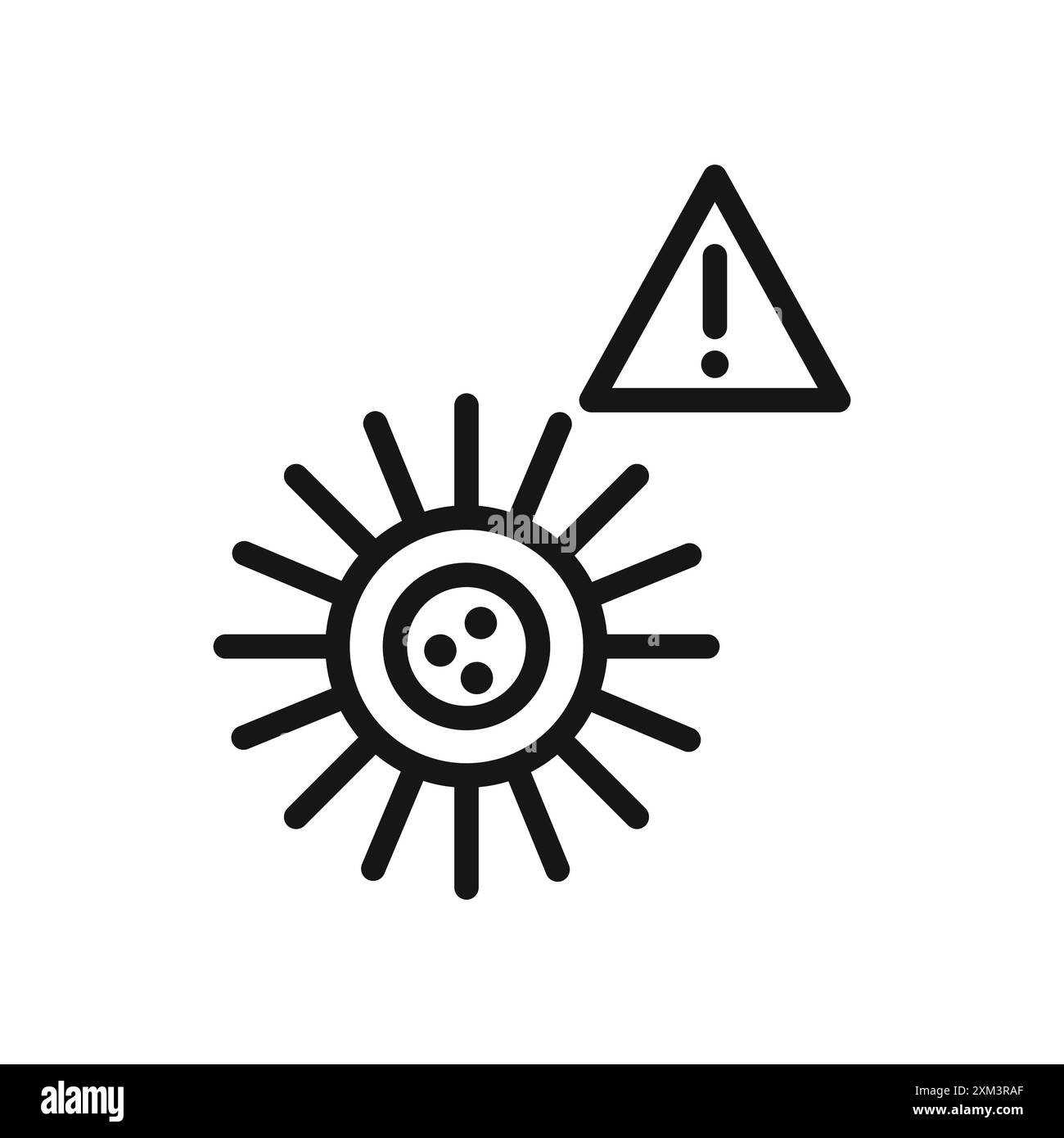 Virus Warning Alert icon Black line art vector in black and white ...